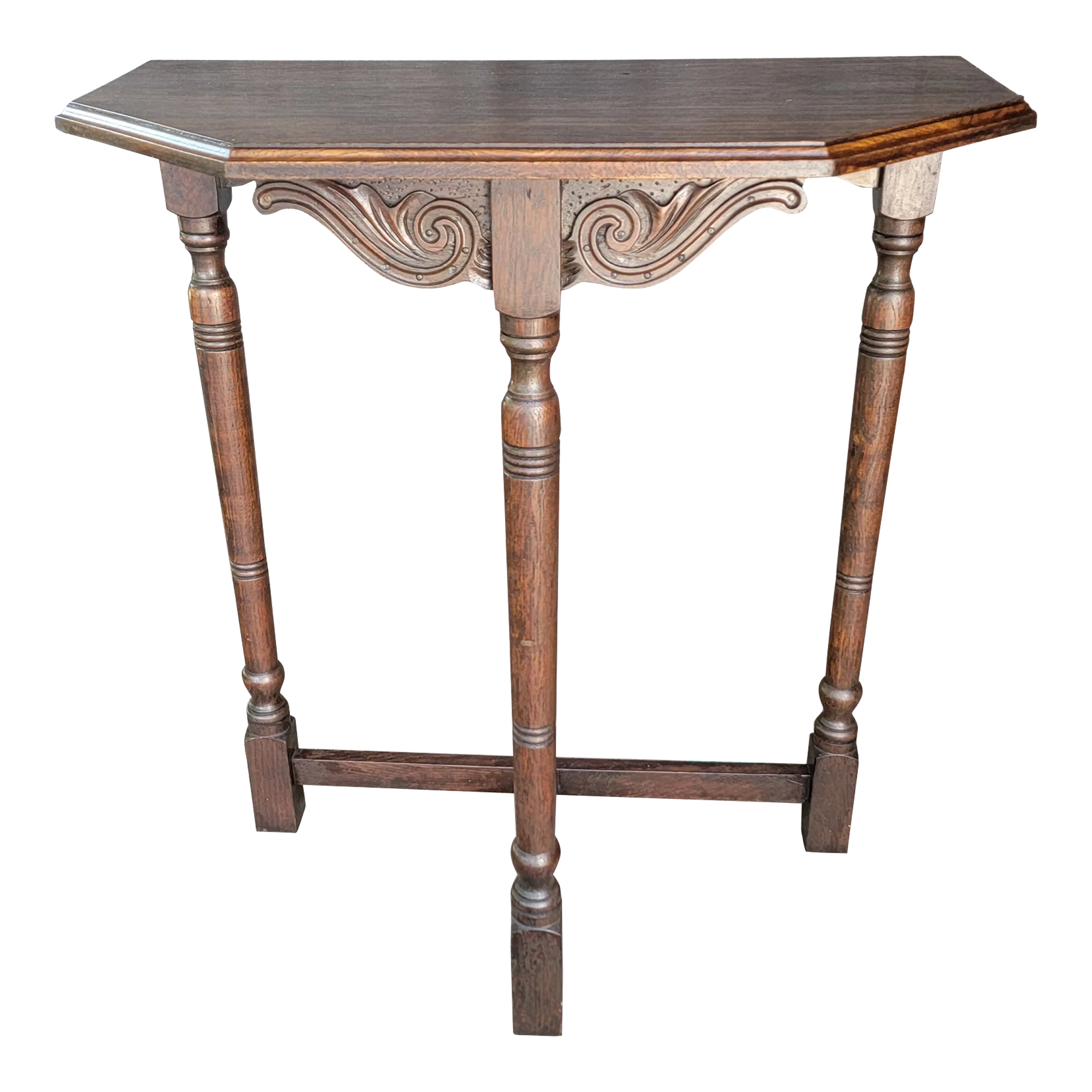 Mid 20th Century English Oak Demilune Console Table | Chairish