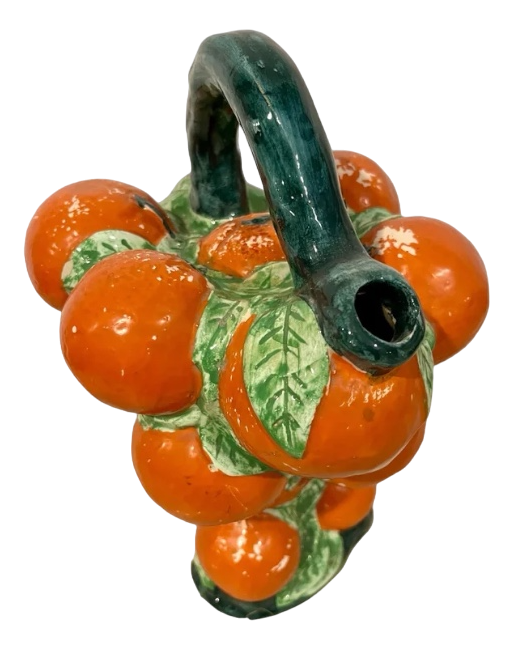 Mid-Century Spanish Botijo Orange Jug in Porcelain | Chairish