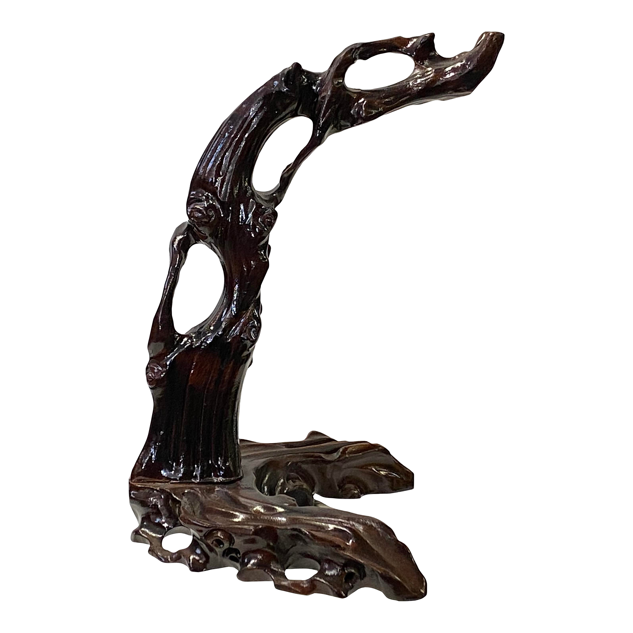 Chinese Wood Tree Arch Shape Hanging Ring Display Stand | Chairish