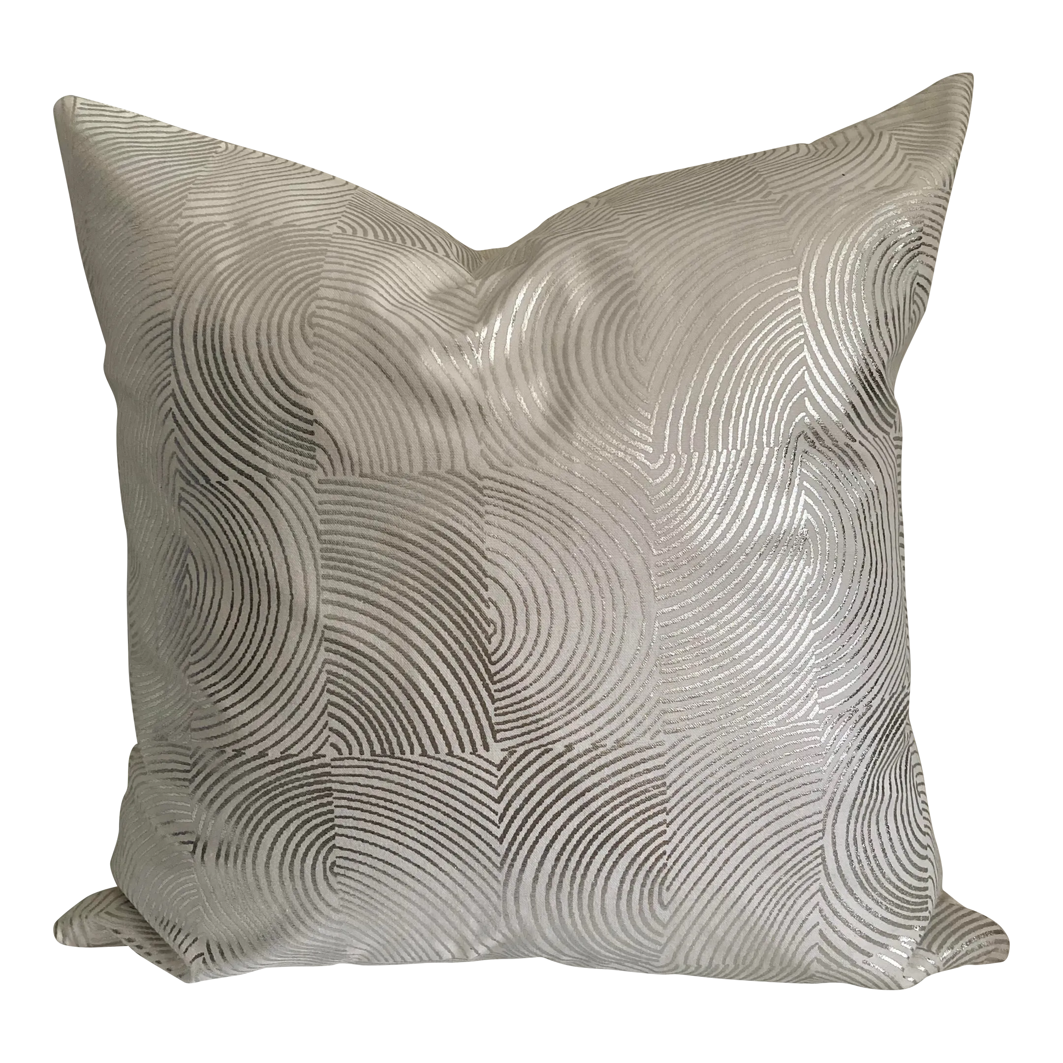 Contemporary Hollywood Regency Metallic Silver Moire Print Pillow Cover ...