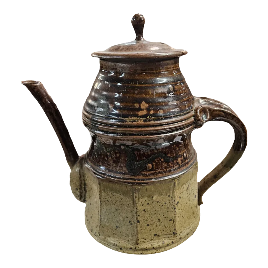 1970s Brutalist Studio Art Pottery Stoneware Jug/ Teapot | Chairish