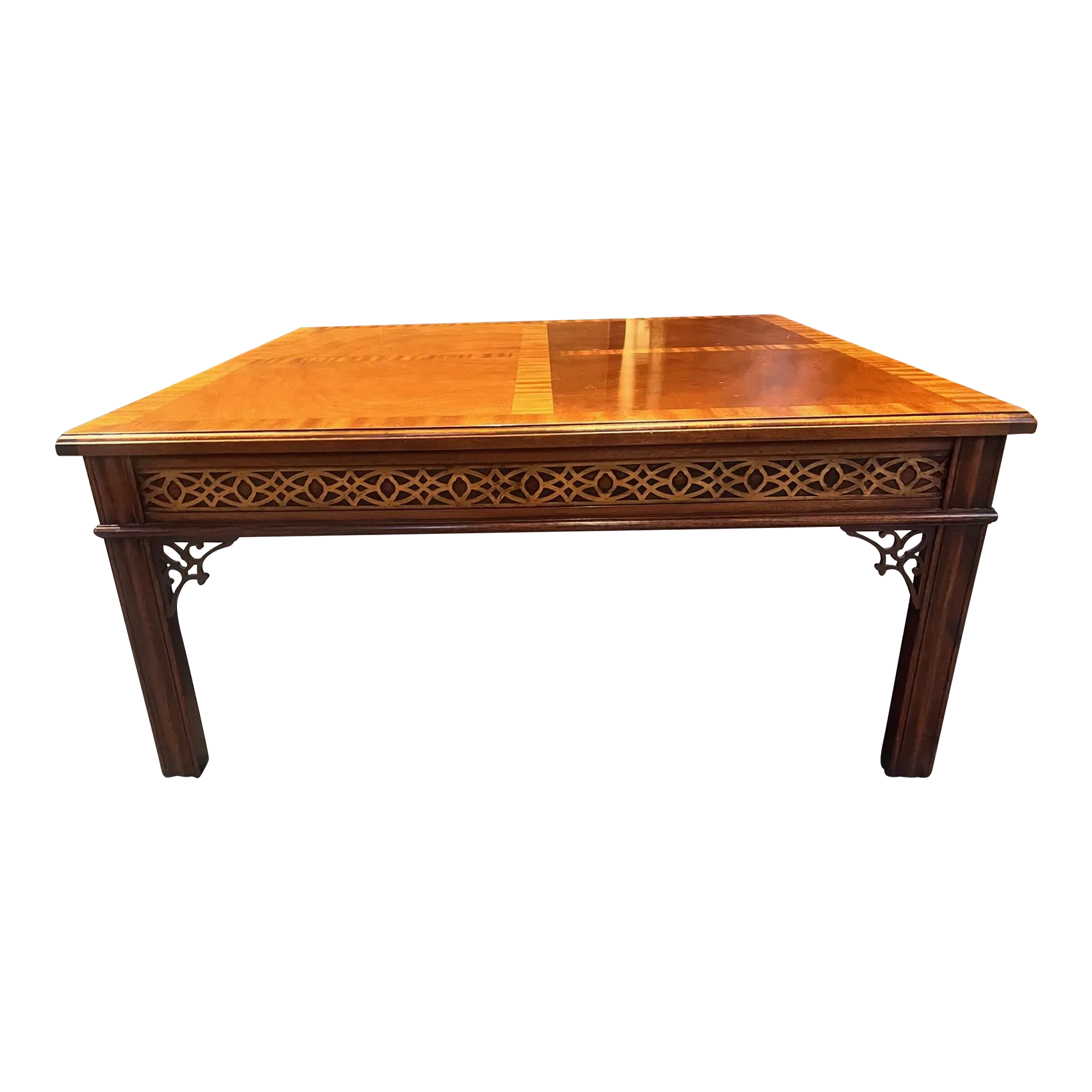 1980s Baker Furniture Chippendale Carved Mahogany Coffee Table | Chairish