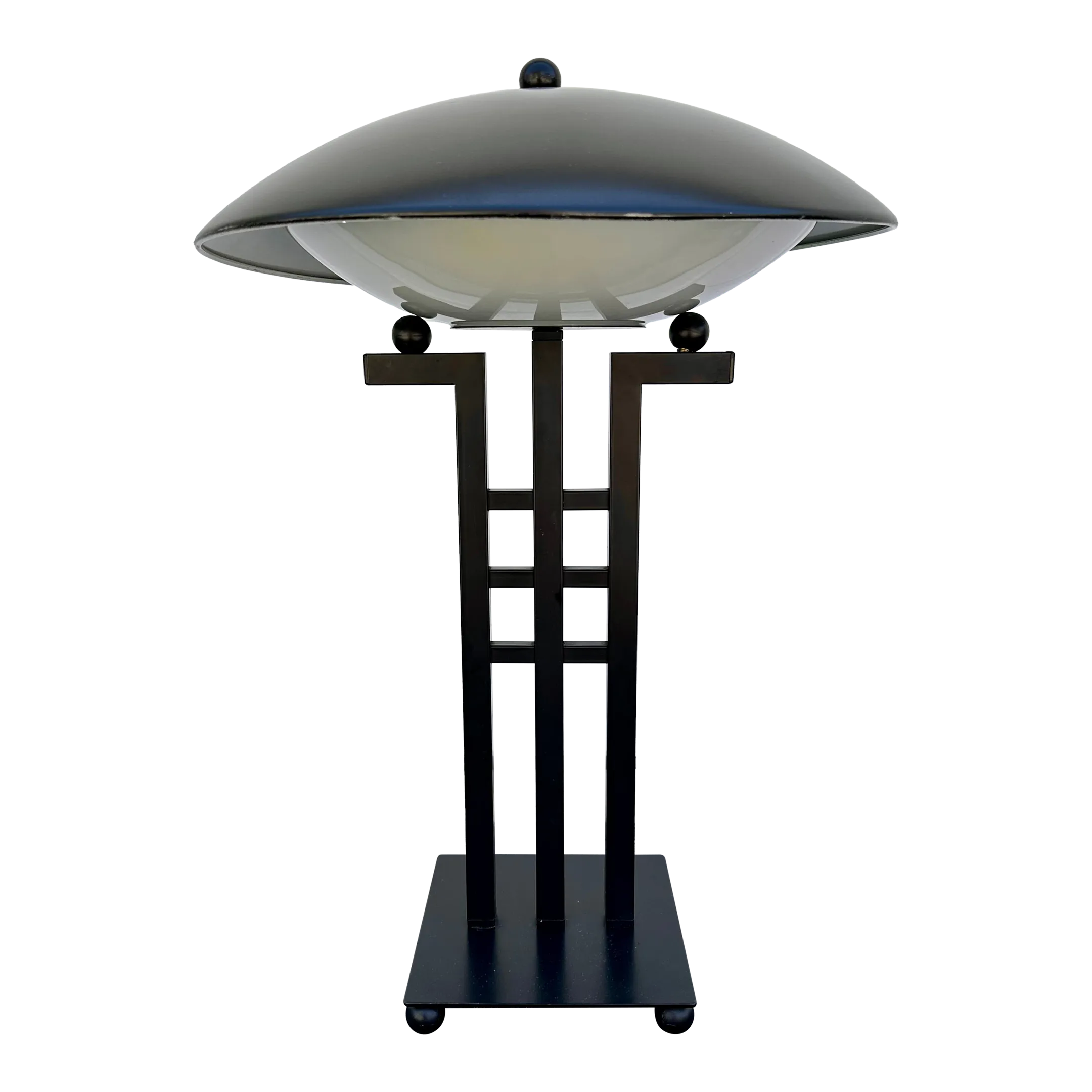Postmodern Blavk and White Dome Lamp | Chairish