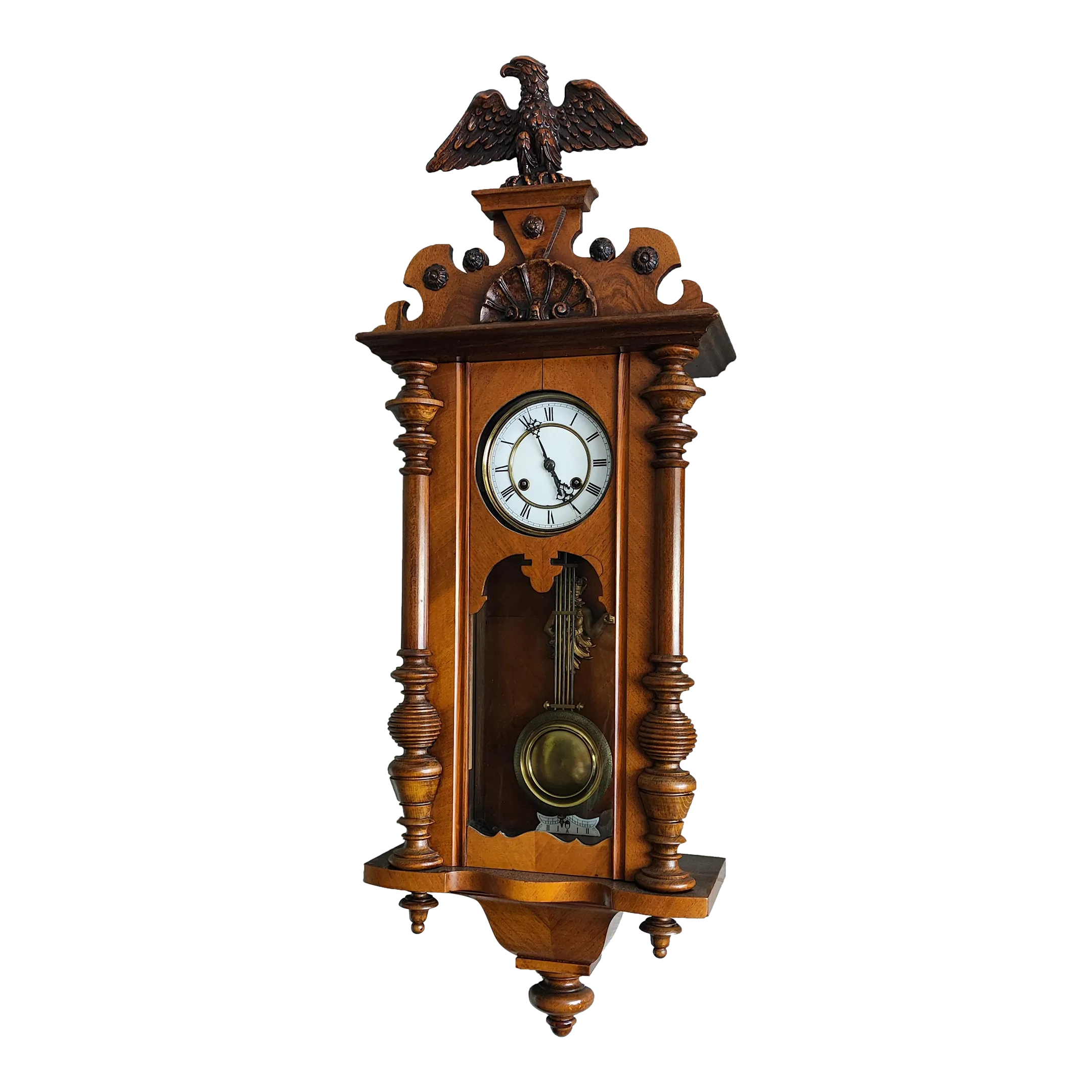 1897-1898 Antique German Mechanical Wooden Wall Clock, Rudolf Haas ...