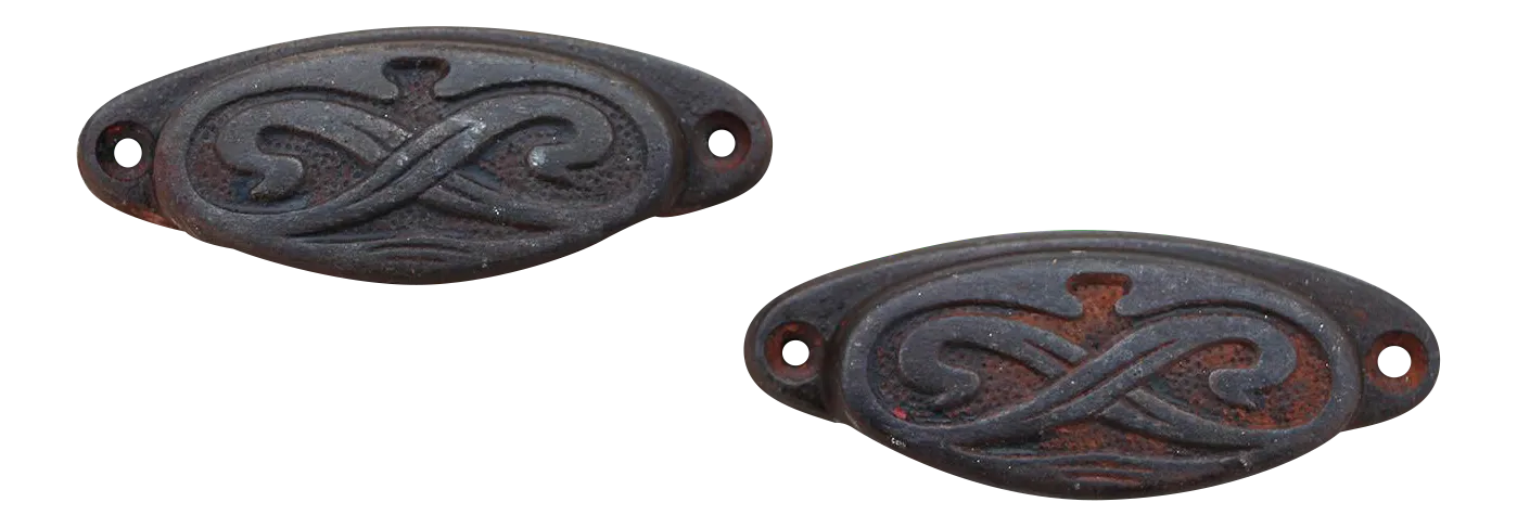 Antique Cast Iron Drawer Pulls - a Pair | Chairish