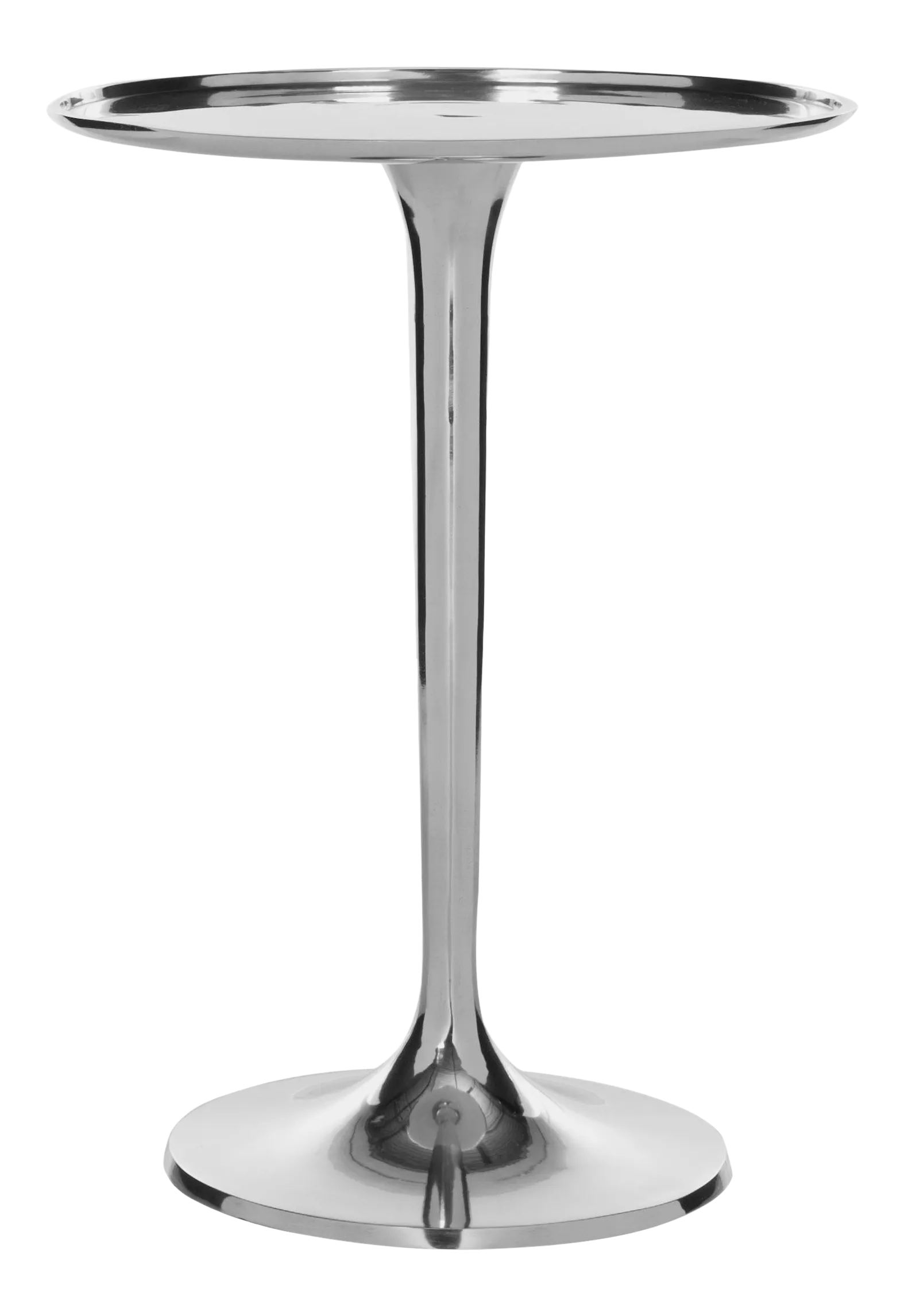 Round Top Sleek Table in Silver | Chairish