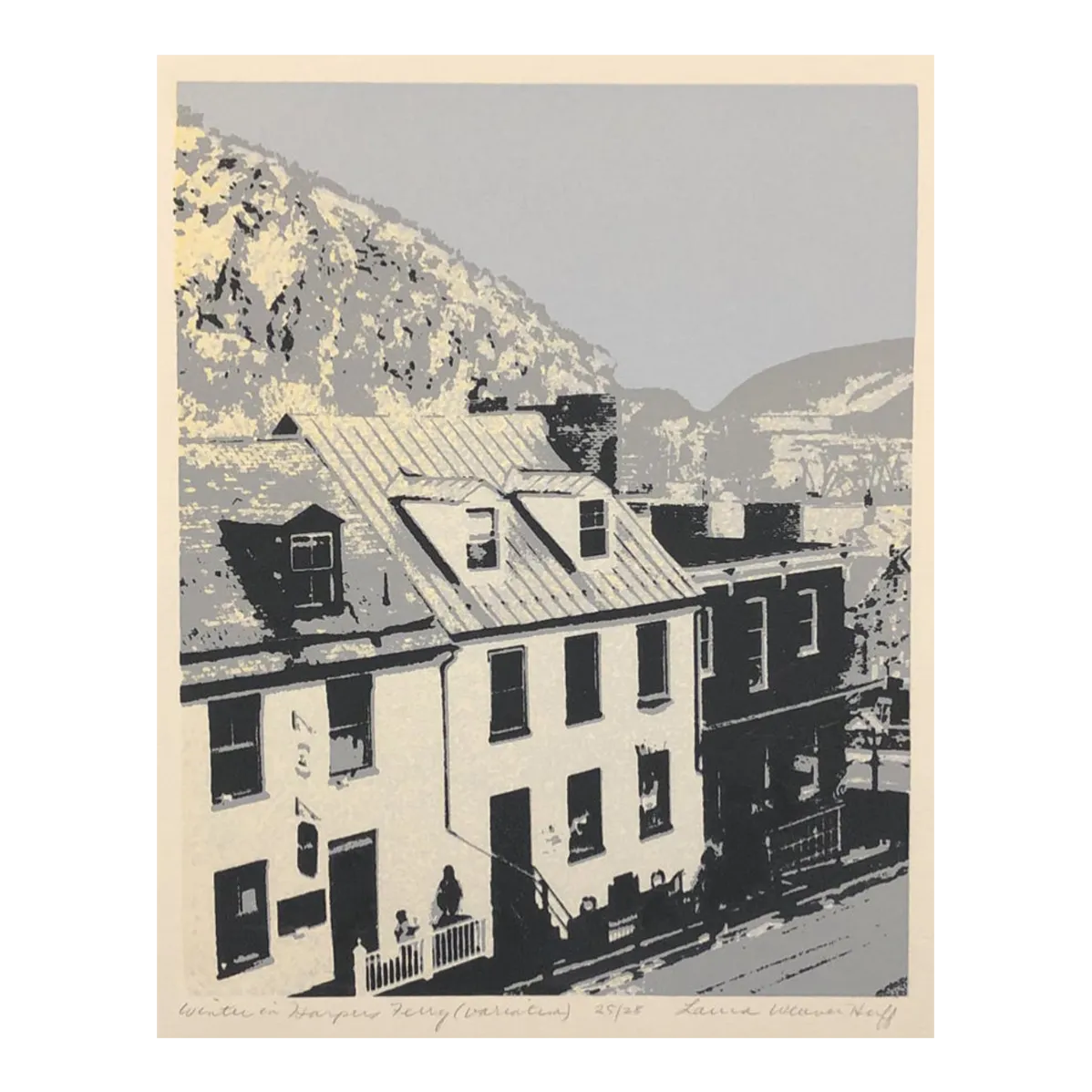 Laura Huff Winter in Harpers Ferry Serigraph | Chairish