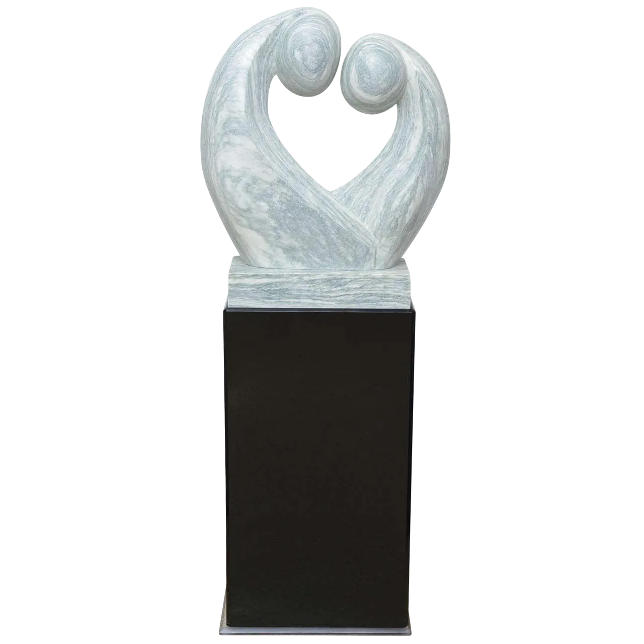 Modernist "Lovers" Heart Shaped Marble Sculpture on Black Lucite ...