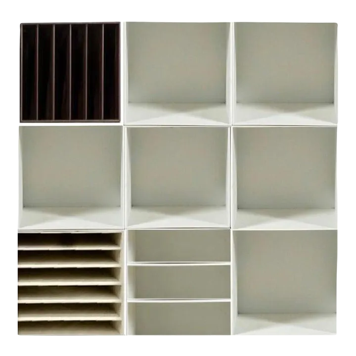 Vintage Palaset Palanox Modular Storage Box Set of 9, White Brown Finland, 1972 | Chairish