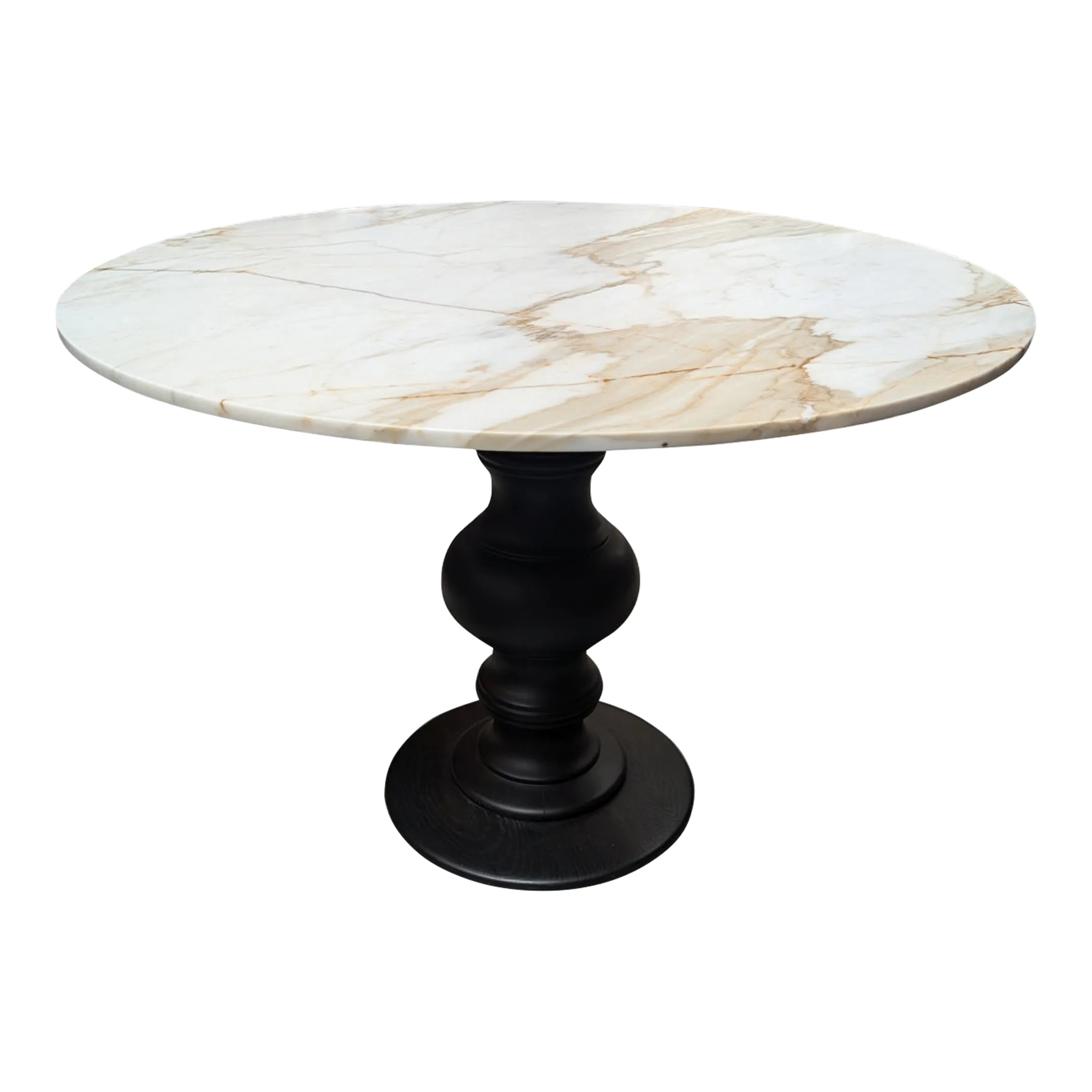 Oak Table With Marble Top | Chairish