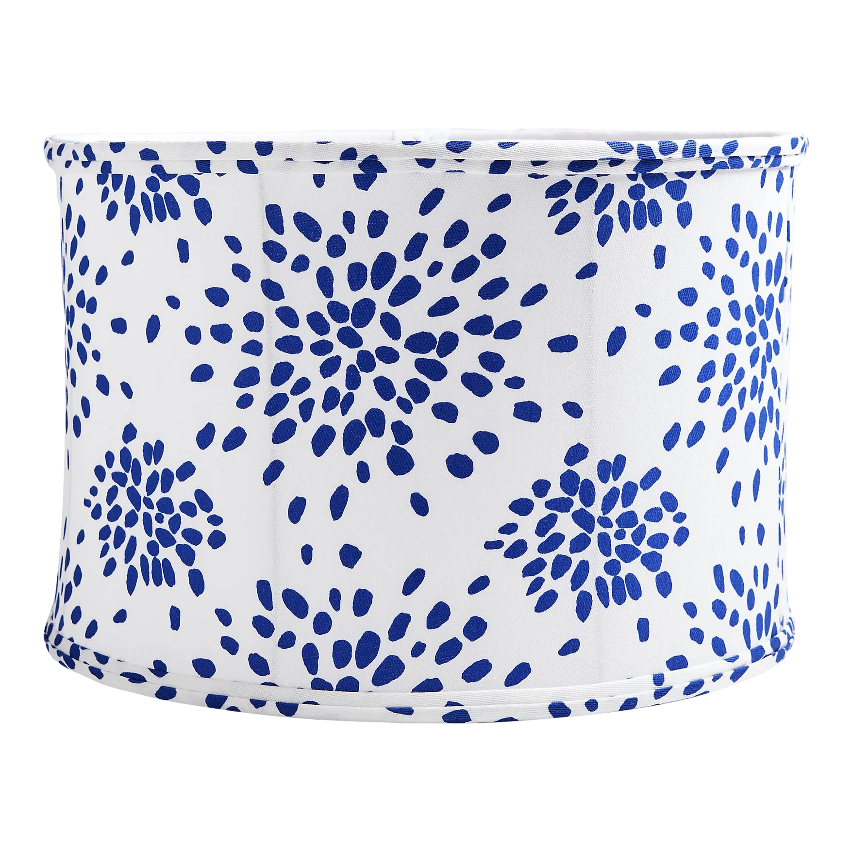 The House of Scalamandré Fireworks Drum Shade, Blue on White | Chairish