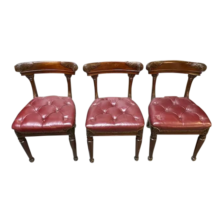 Early 19th Century Regency Red Leather and Mahogany Side Chairs, Set of ...