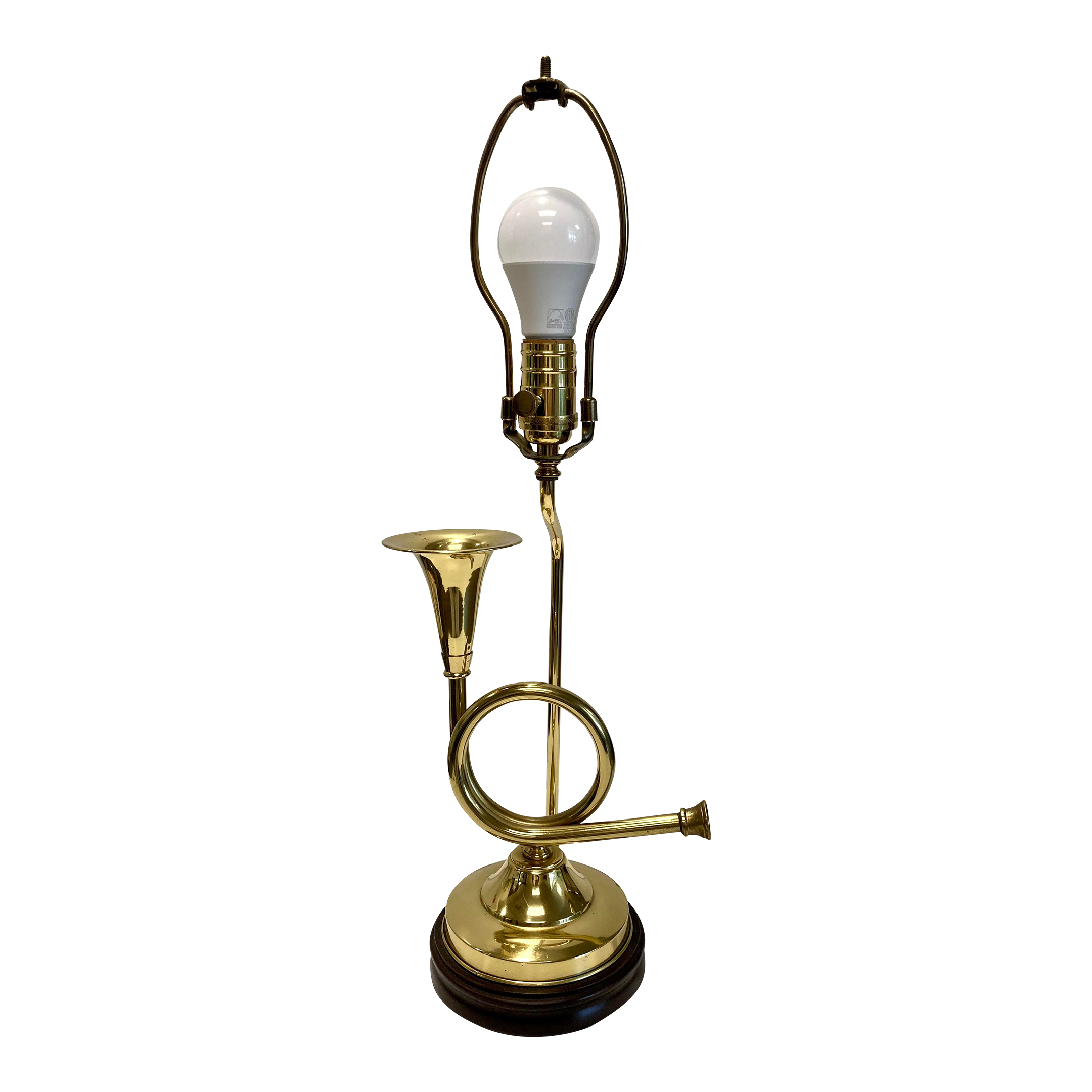 1980s Vintage Kaiser Kuhn Brass Horn Table Lamp | Chairish