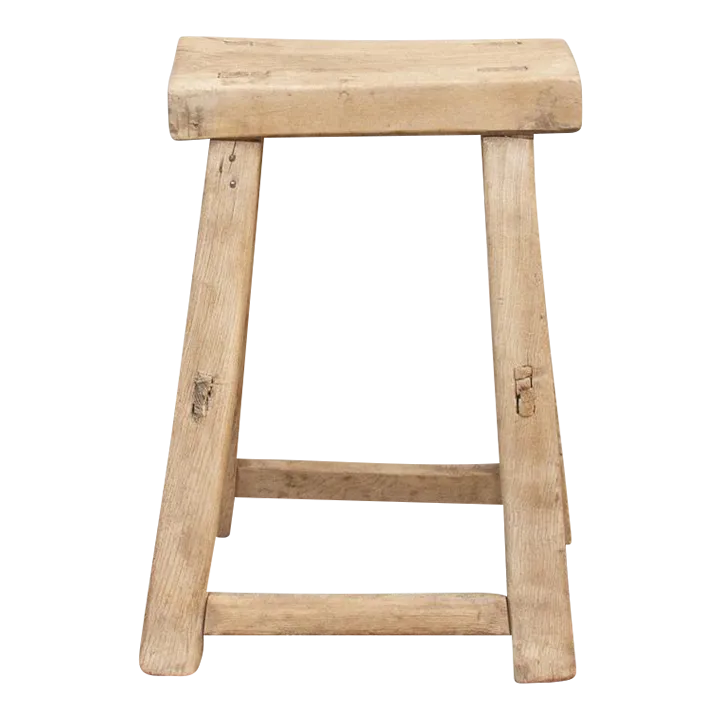 Asian Bleach Wood End Table | Chairish