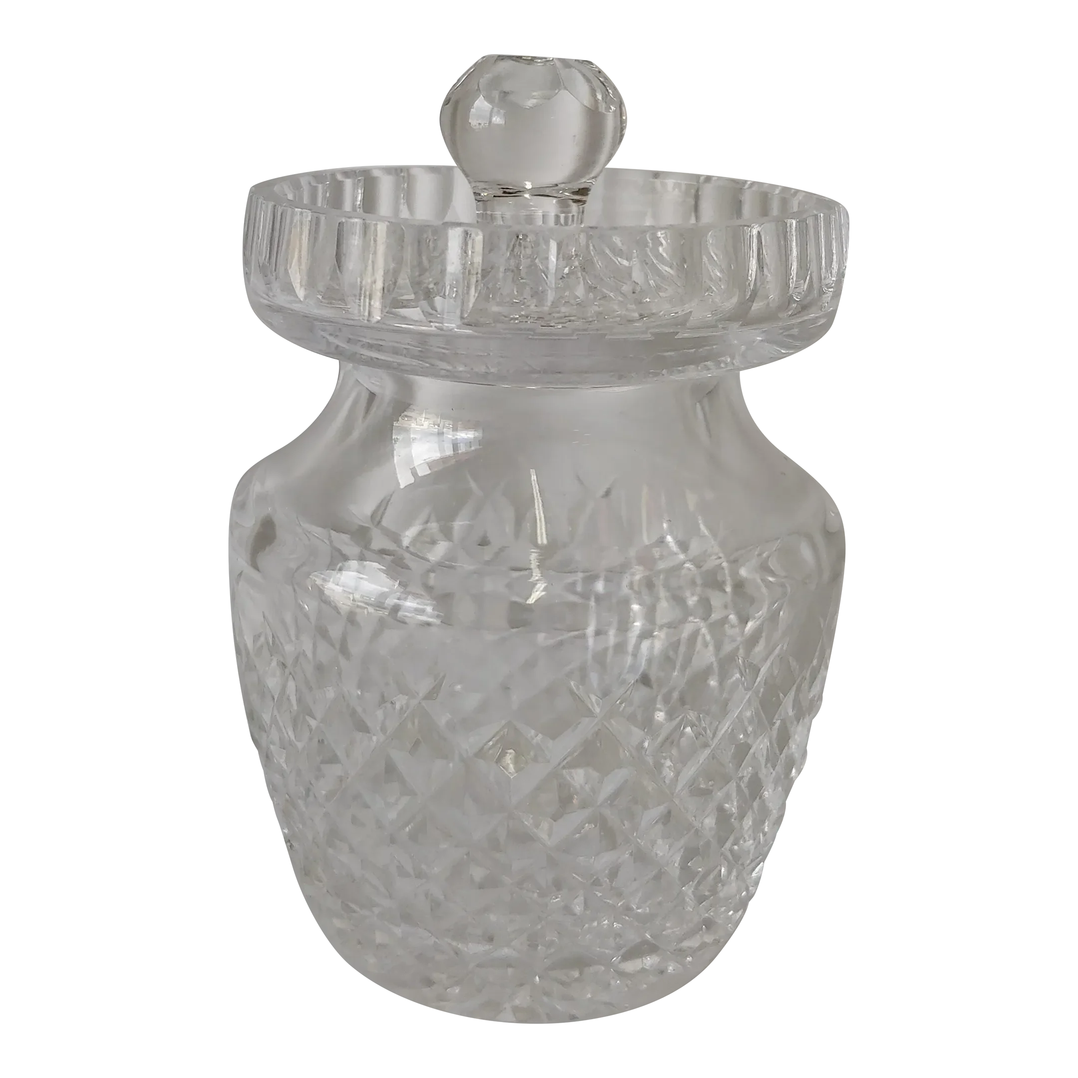 Vintage Waterford Crystal Alana Jam Jar With Spoon Slot Lid | Chairish