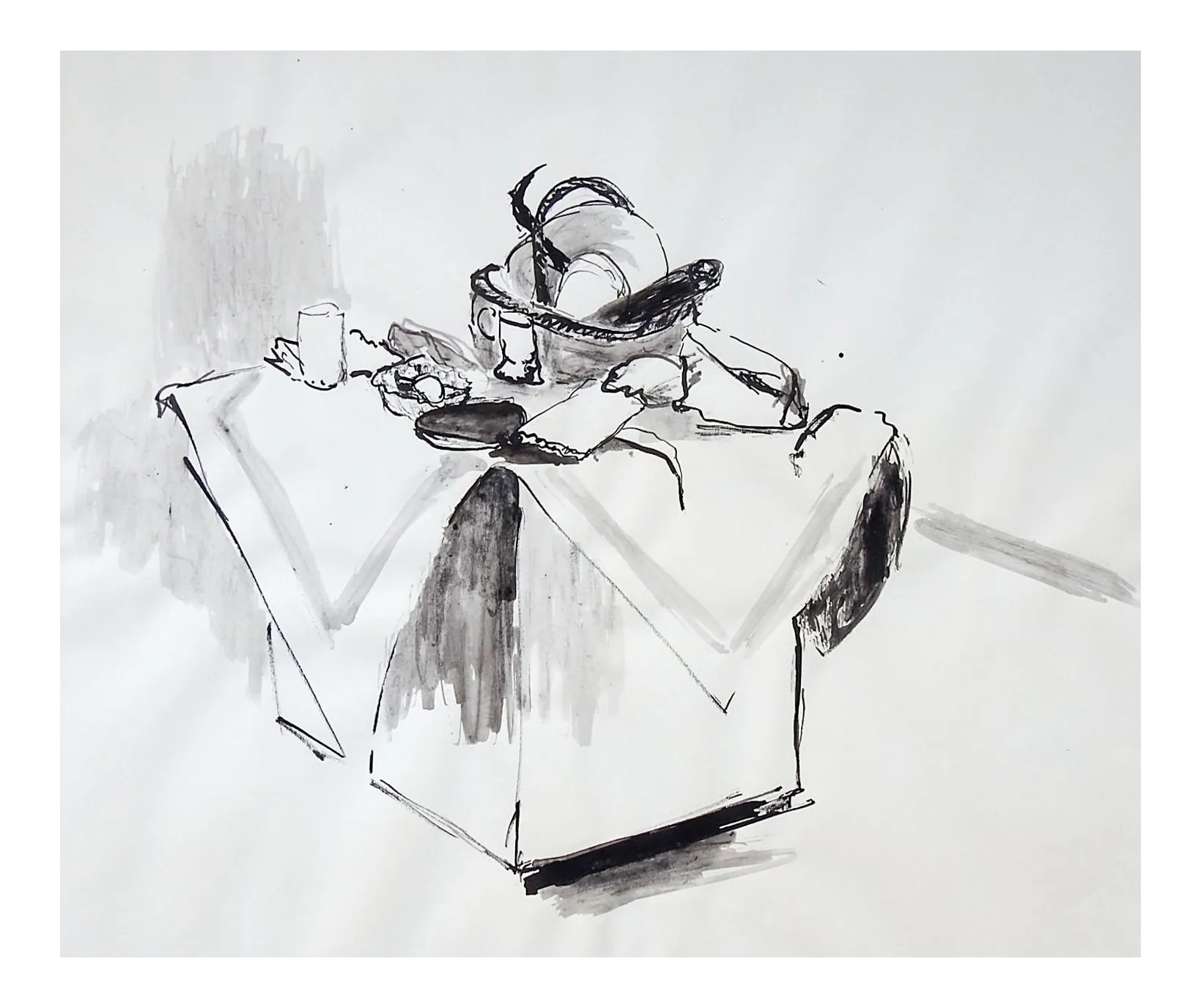 Mid 20th Century Modernist Pen & Ink Still Life Drawing | Chairish