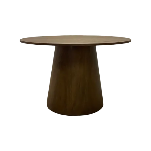 Walnut Veneer Round Dining Table | Chairish