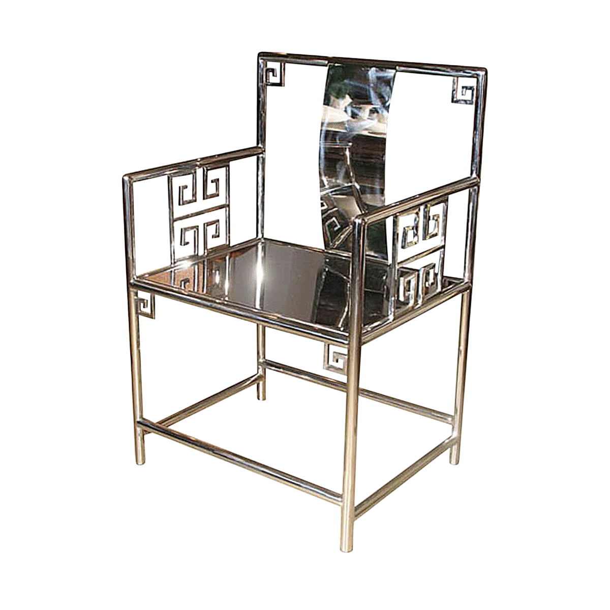 Contemporary Chinese Stainless Steel Armchair | Chairish