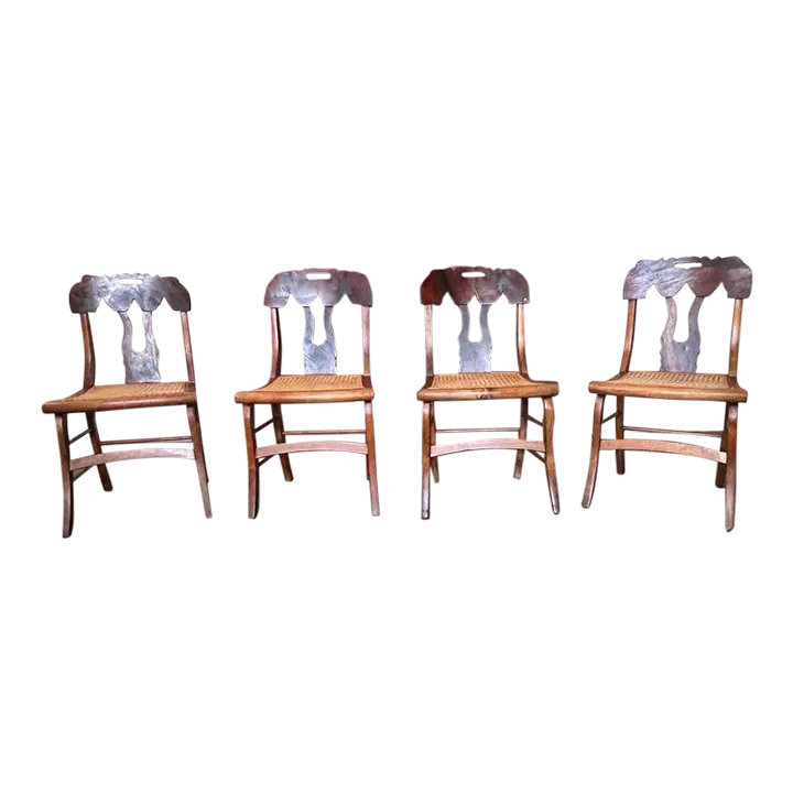 Set of 4 Federal Style Cane Seat Dining Side Chairs, 19th Century ...
