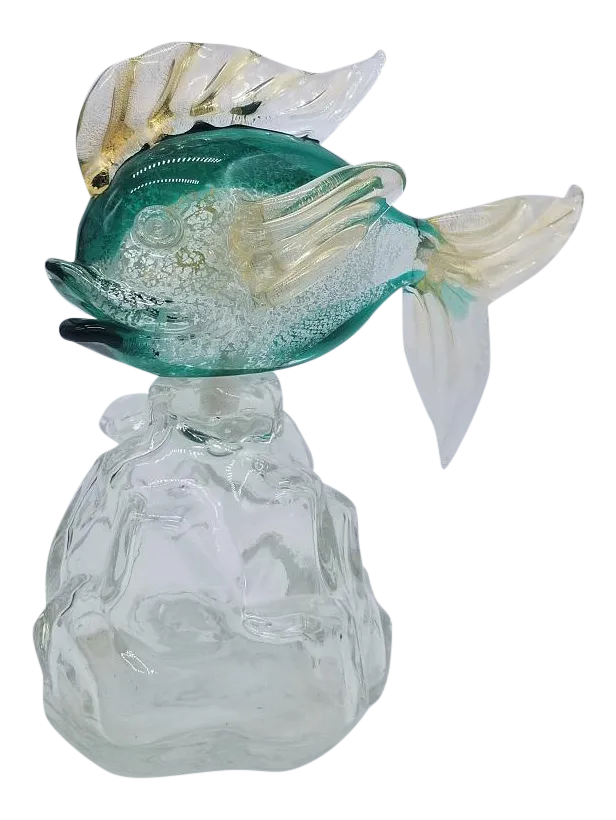 1970s Archimede Seguso Fish Murano Glass Bottle | Chairish