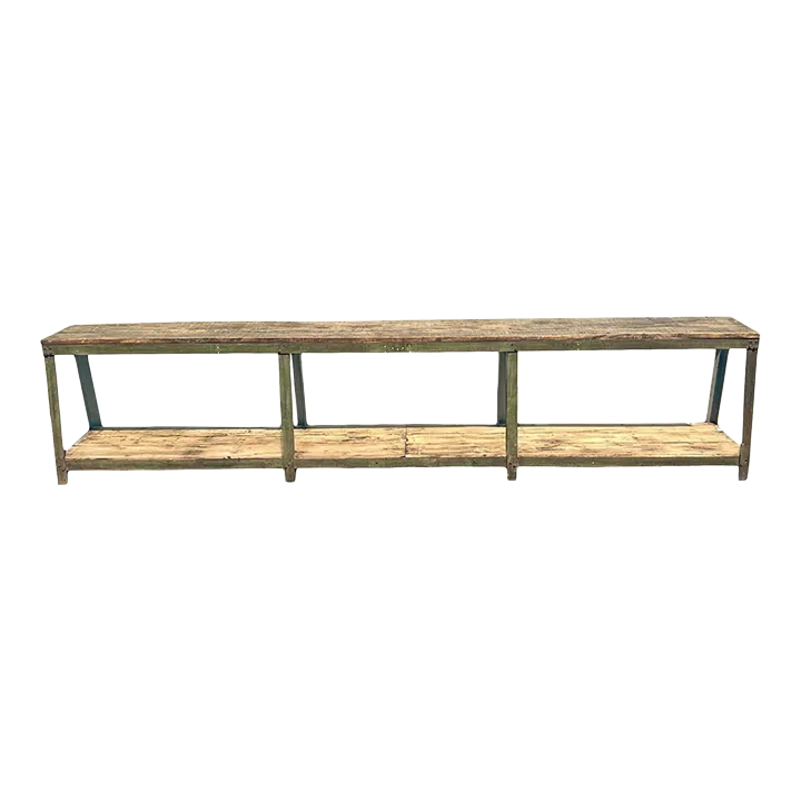 Mid 20th Century Long Narrow Industrial Work Console Table | Chairish