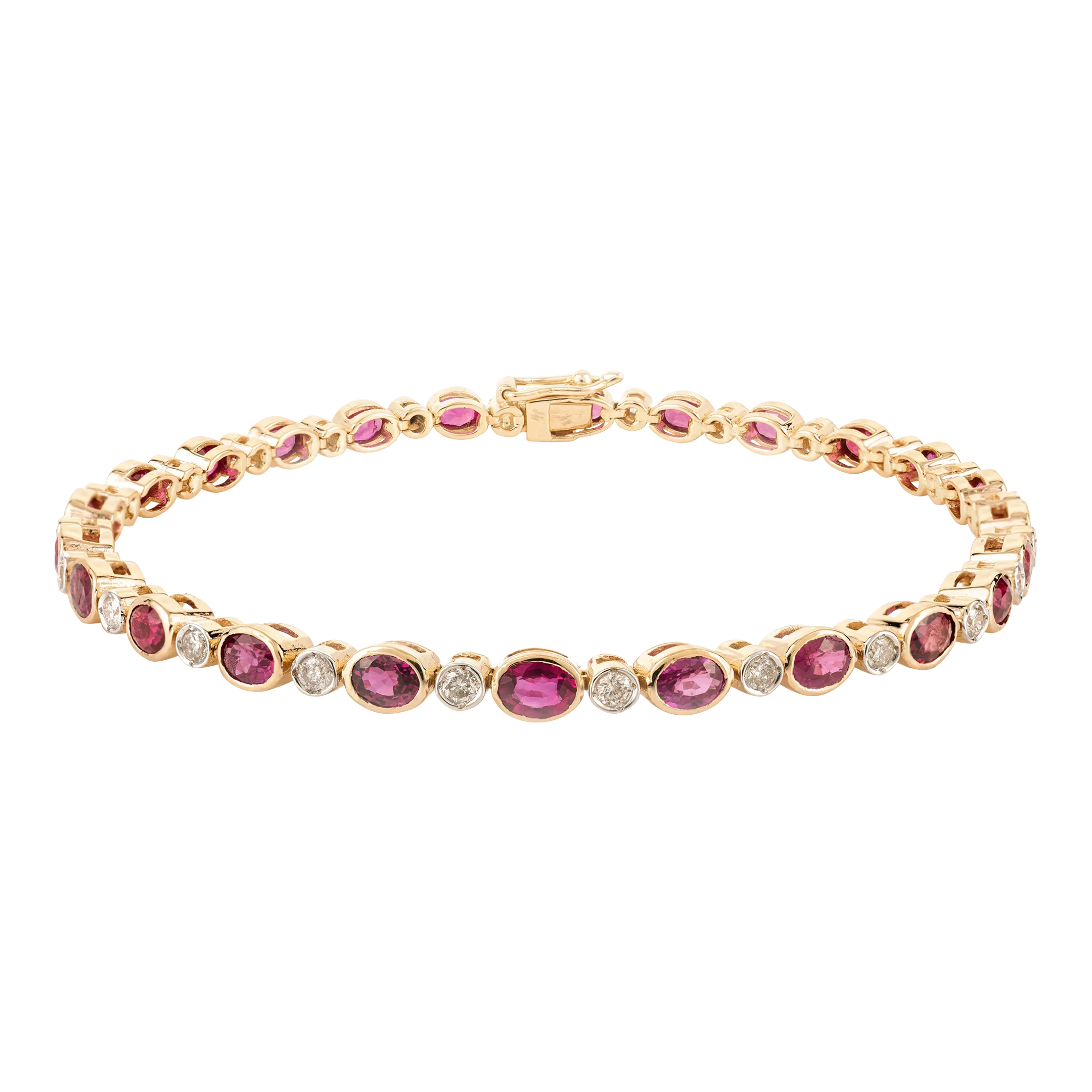 Oval Cut Ruby and Diamond Tennis Bracelet by VRJewels | Chairish