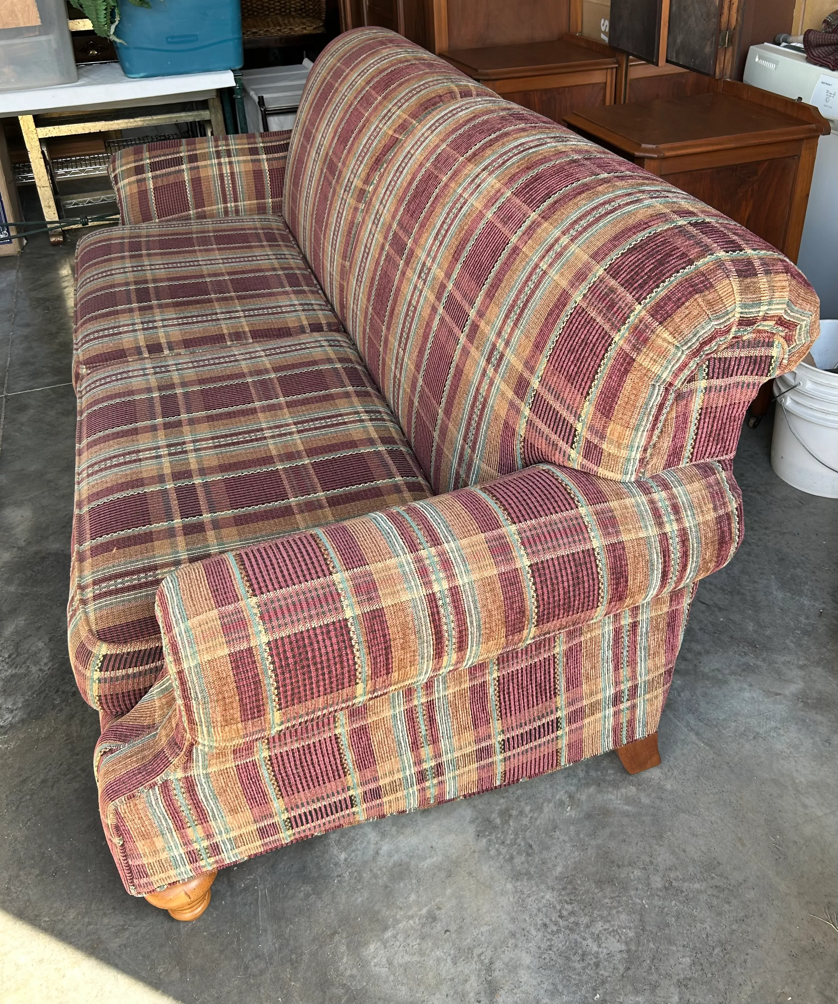Vintage Flexsteel 2 Cushion Plaid Sofa