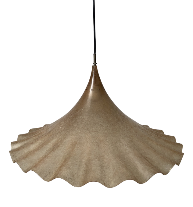 Large Fibreglass Pedant Light with Pleated Edging, 1970s | Chairish