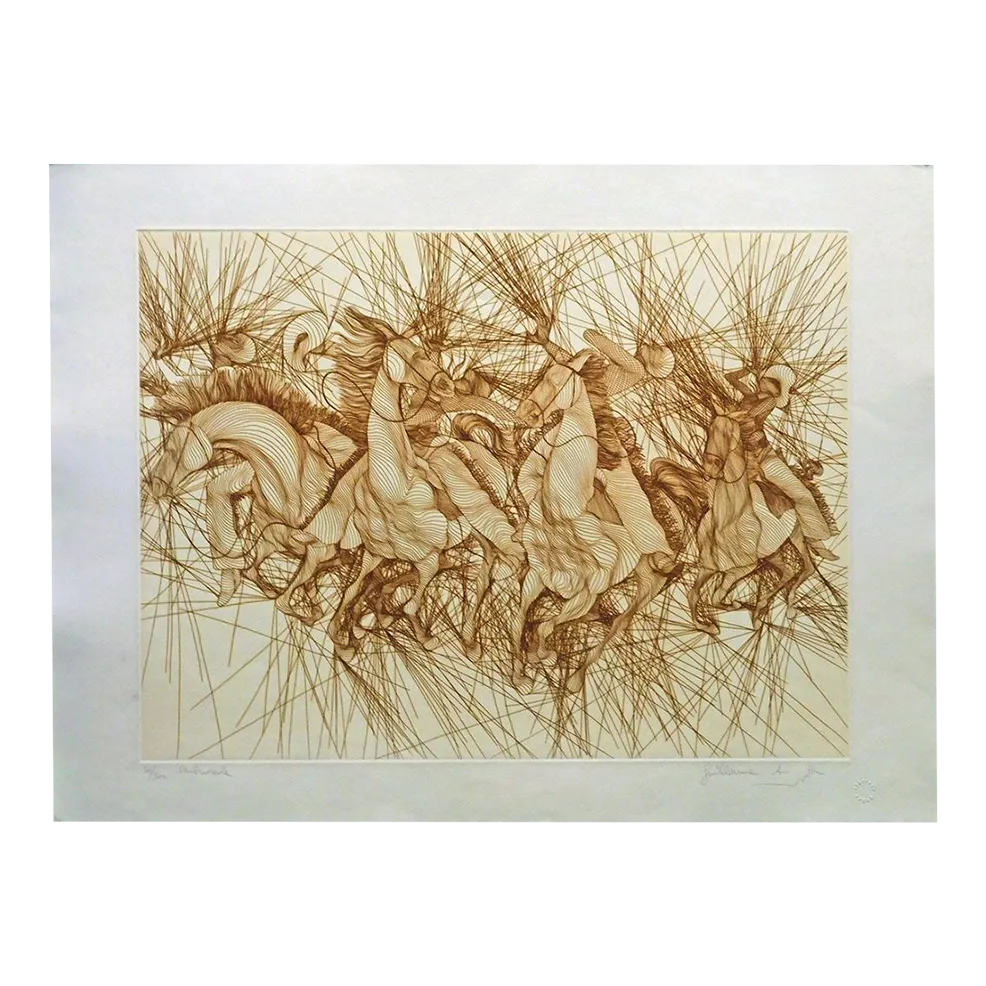 Guillaume Azoulay Embuscade Etching 1981 Hand Signed Fine Art Horse ...