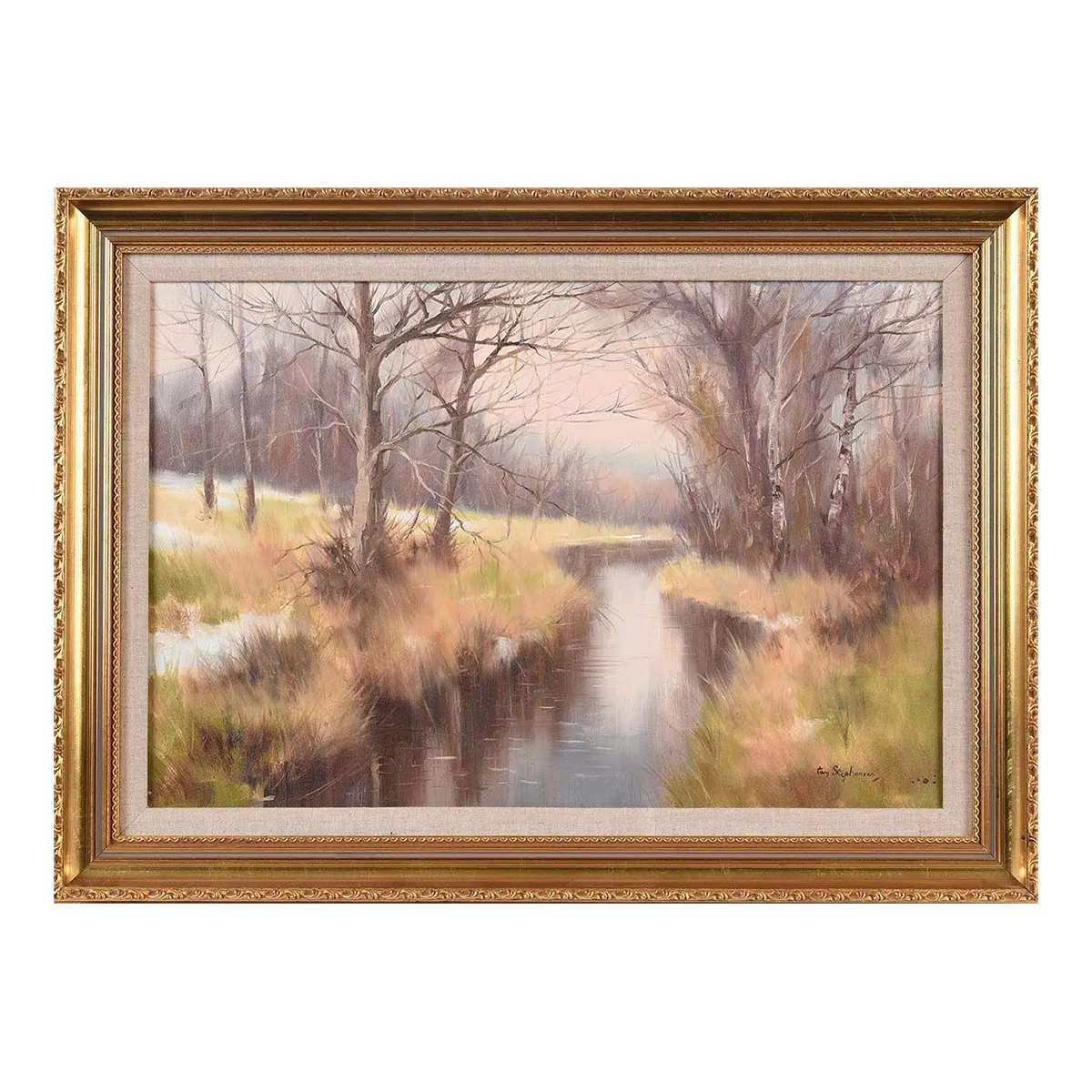 Tom Stephenson, Oil Painting of River Landscape in Ireland Countryside ...