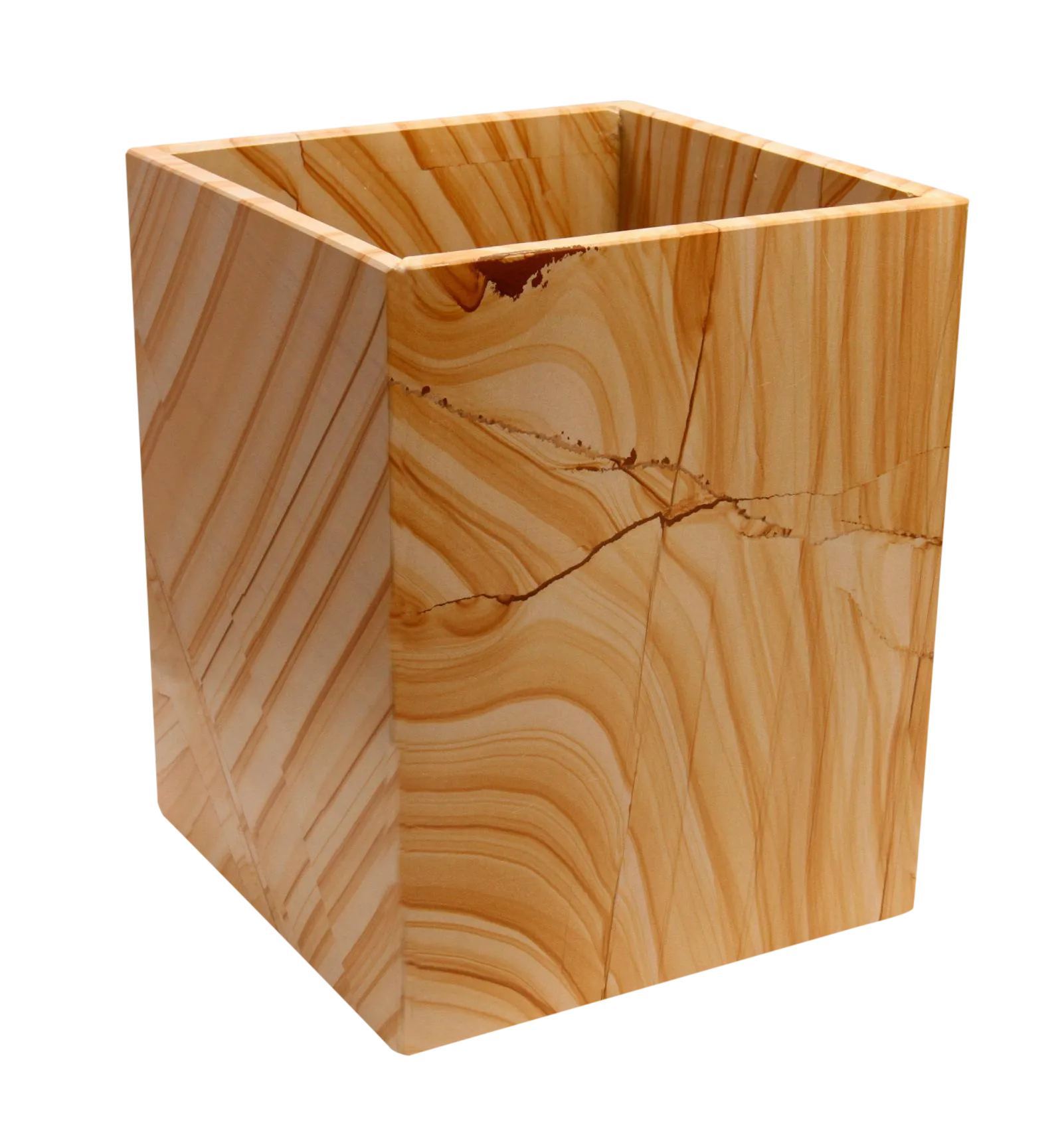 Tan Marble Waste Bin | Chairish