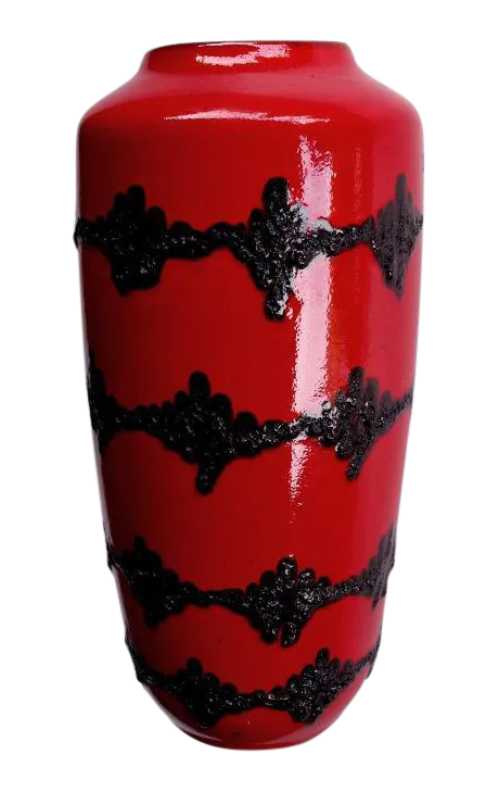 A Large-Scaled West German 1960's Red Glazed Ovoid Lava Pot | Chairish