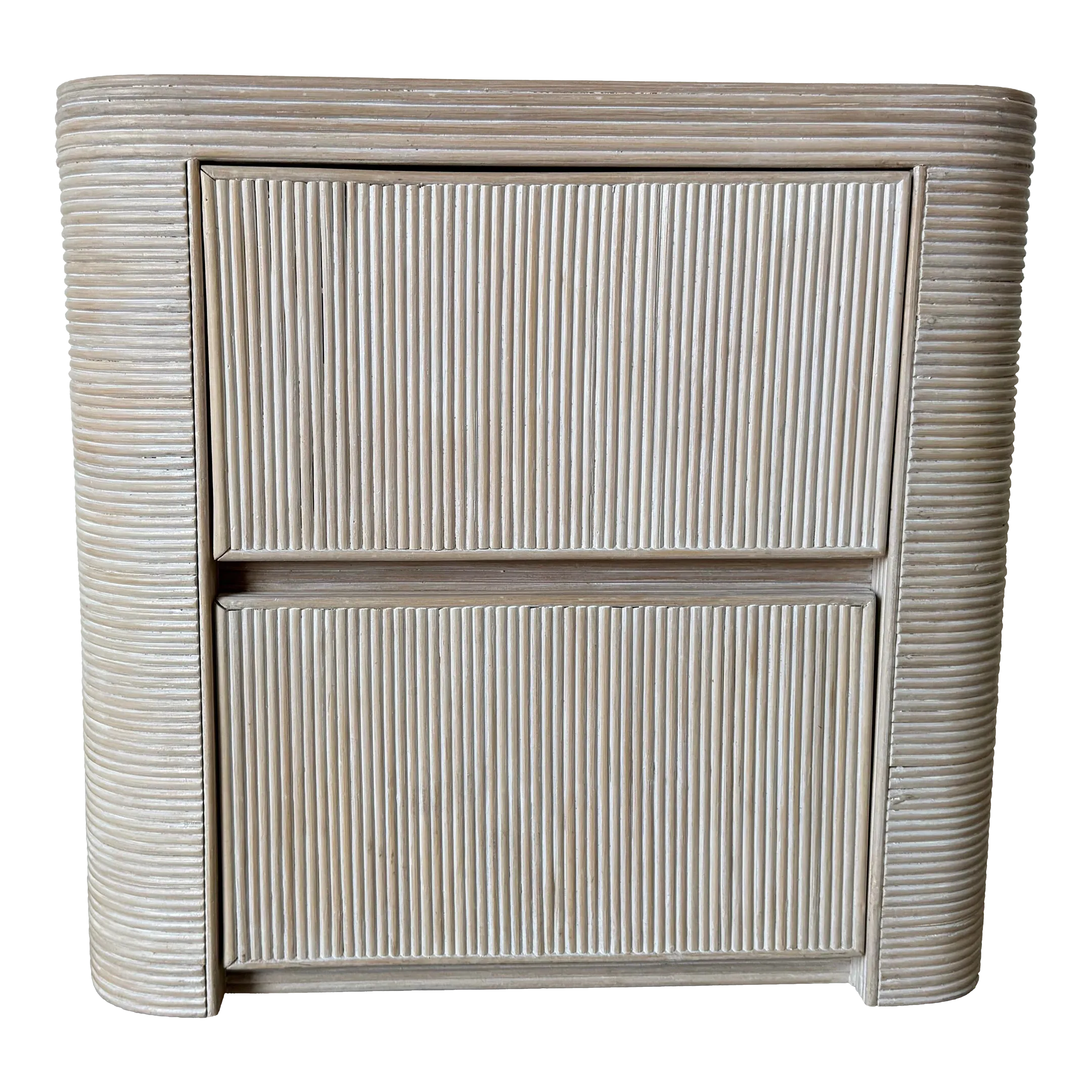 Vintage Pencil Reed Rattan Nightstand | Chairish