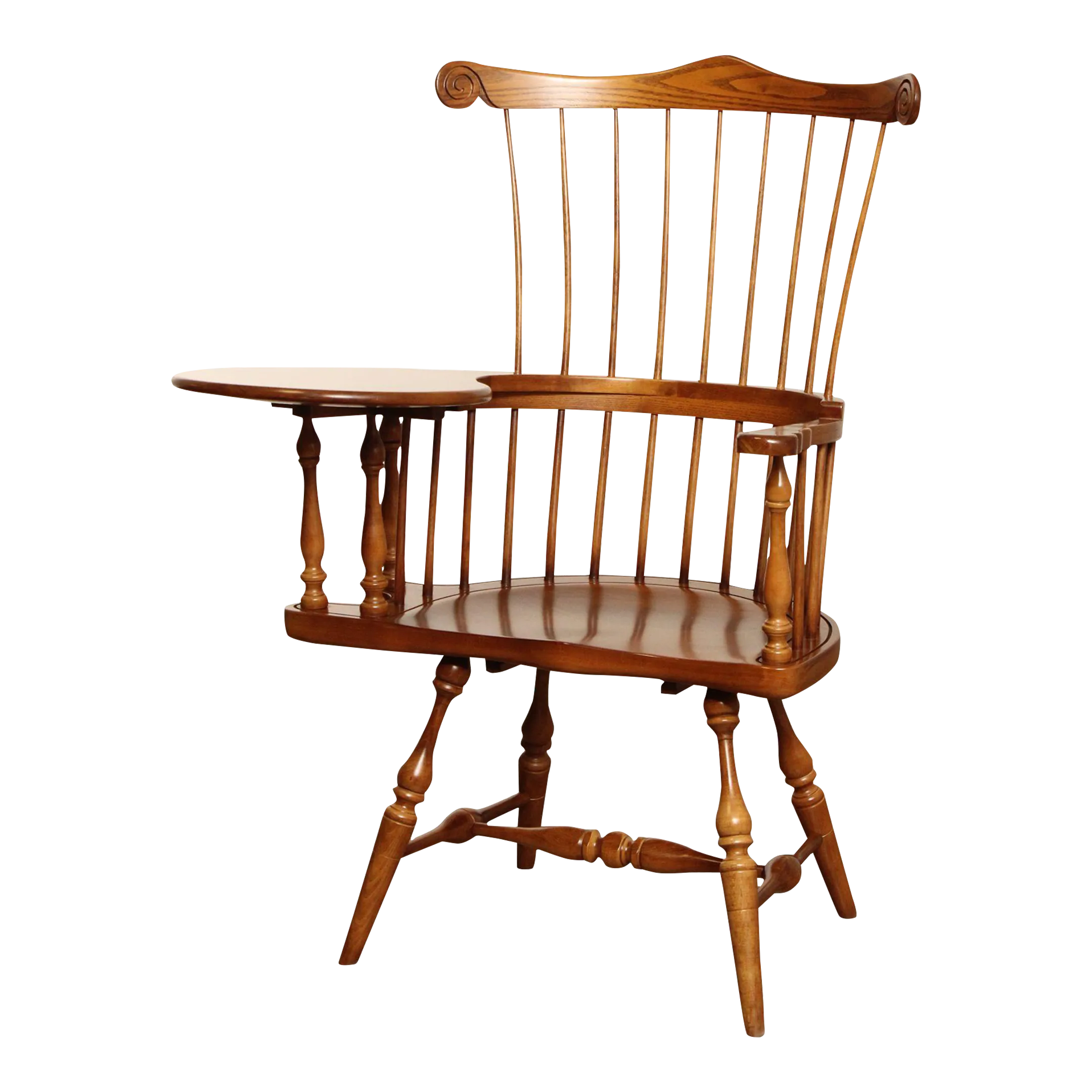 Frederick Duckloe Cherry Windsor Style Writing Armchair | Chairish