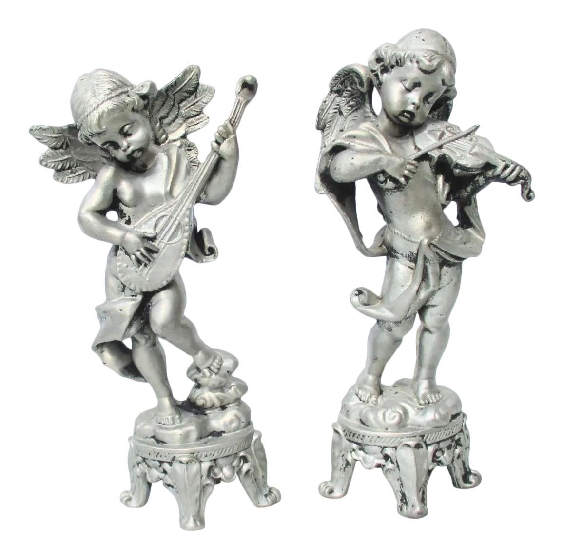 1980s Lead Musical Putti Figurines - a Pair | Chairish