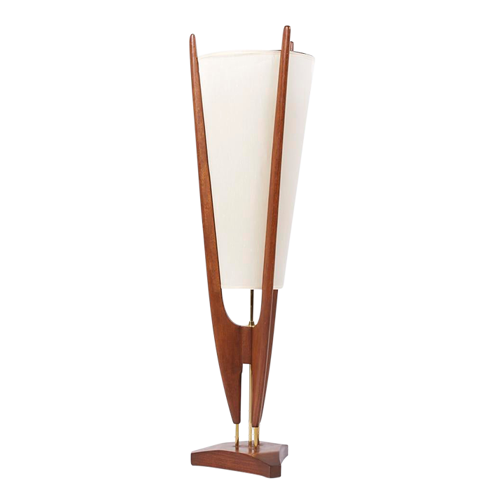 Modeline Mid Century Brass and Walnut Table Lamp | Chairish