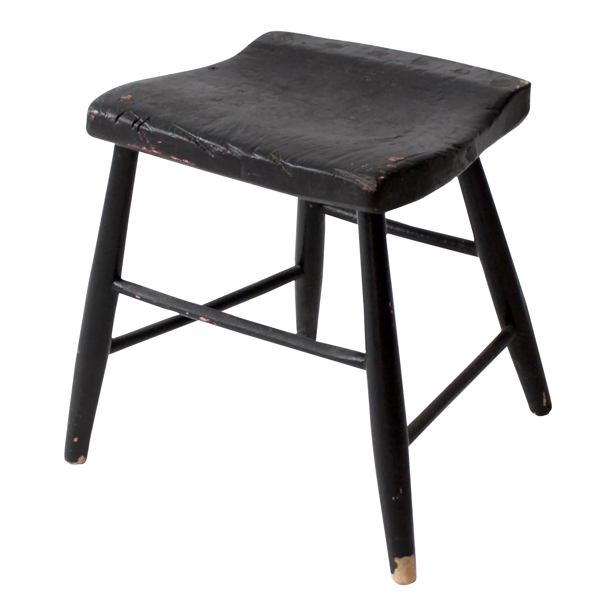 Antique Black Wooden Stool | Chairish