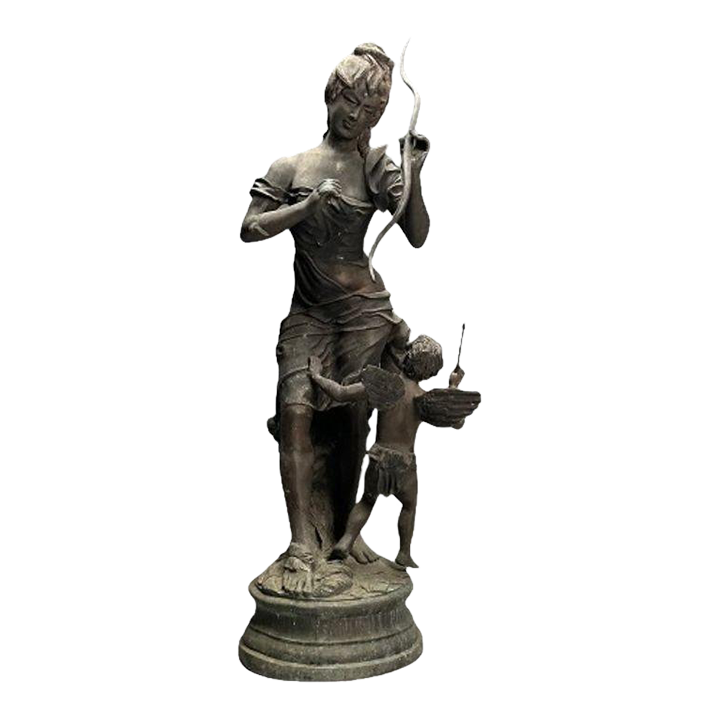 Patinated Bronze Outdoor Statue, Venus and Cupid, Lifesize Sculpture ...