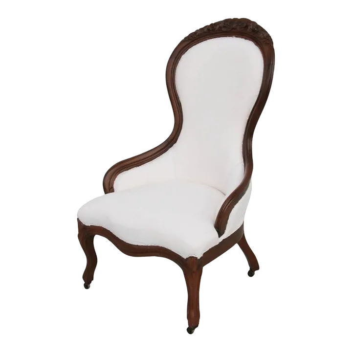 Late 19th Century Victorian Style Spoon Back Parlor Lounge Chair | Chairish