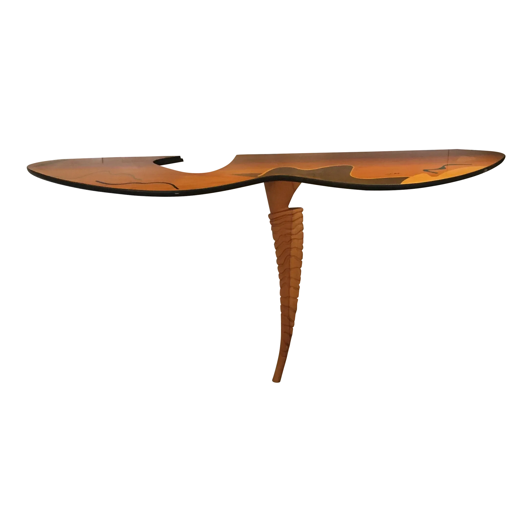 High - Sheen Wood With Decorated Top Signed Artist - Made Console Table ...