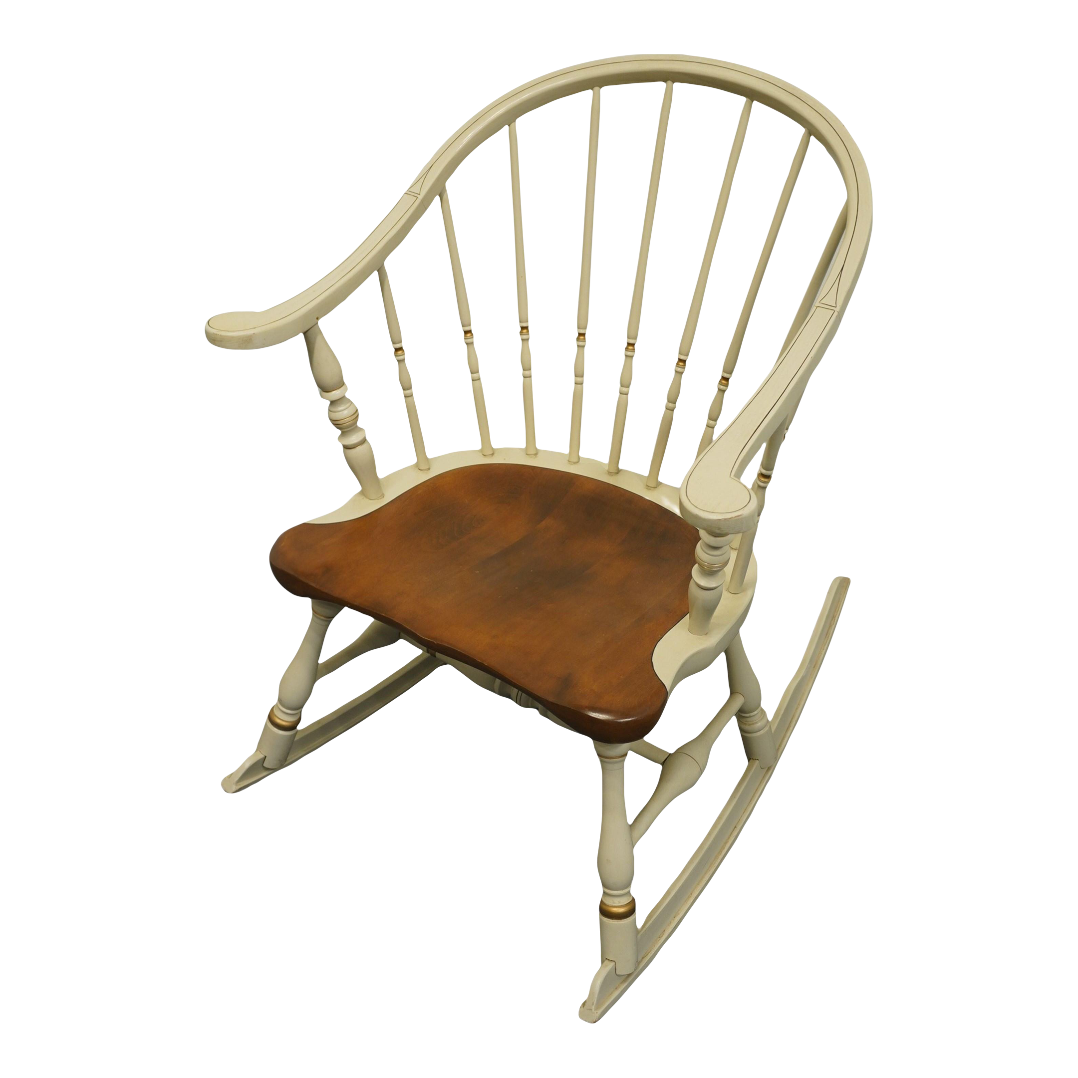 Ethan Allen Hand Painted White Hitchcock Style Rocker Rocking Chair 14 ...