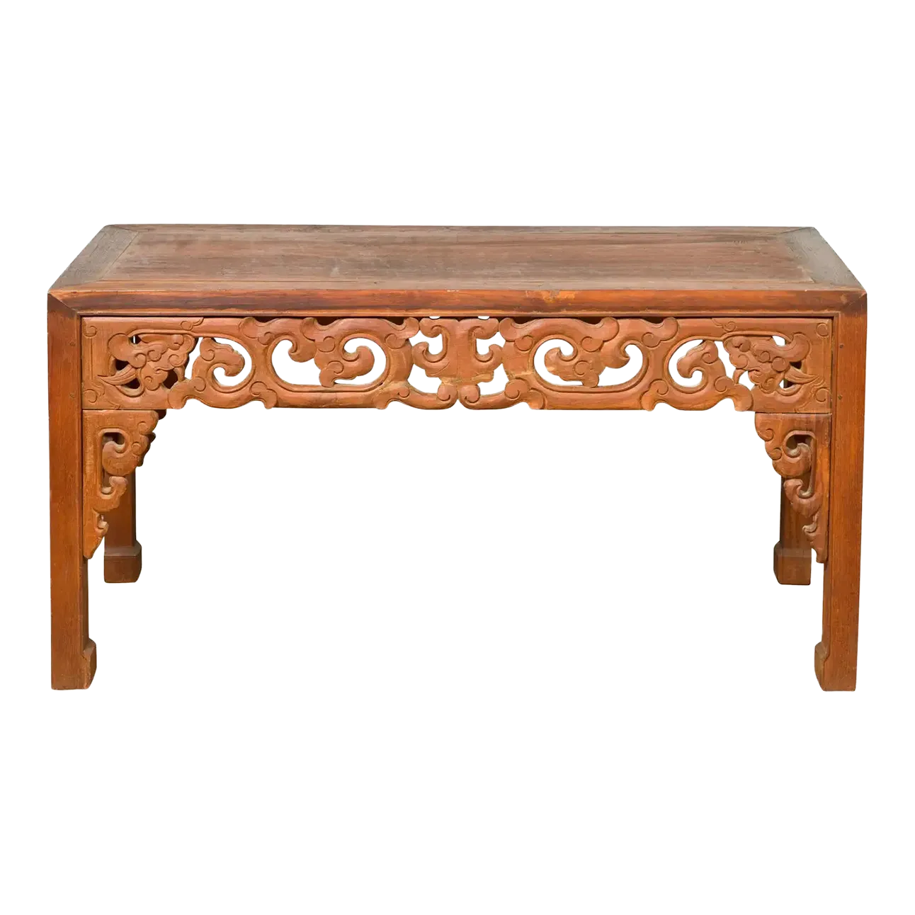 Antique Thai Teak Wood Side Table with Cloud Carved Apron and Horse ...