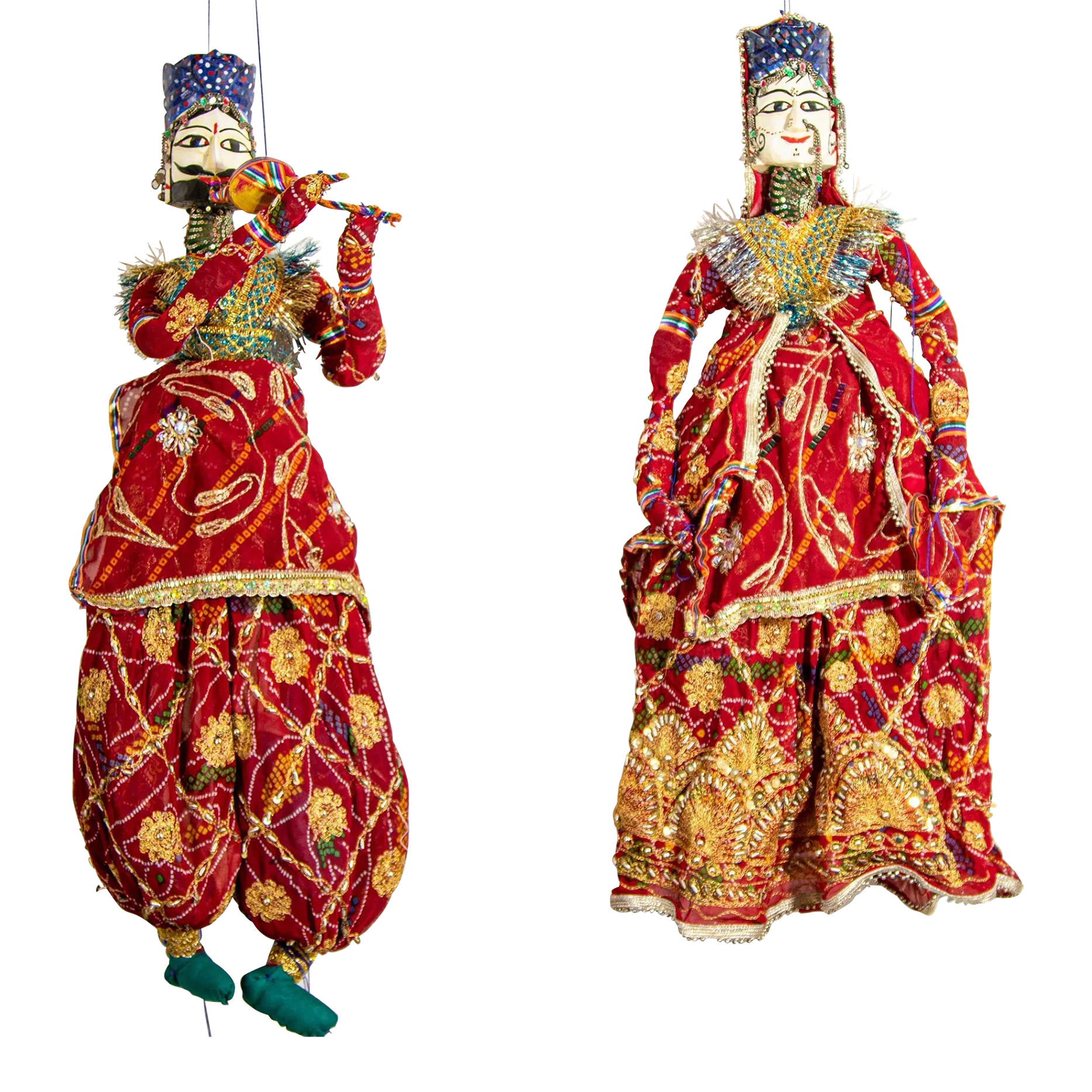 Handmade Rajasthani Kathputli Dancing Puppet Couple Jaipur India 1950s ...