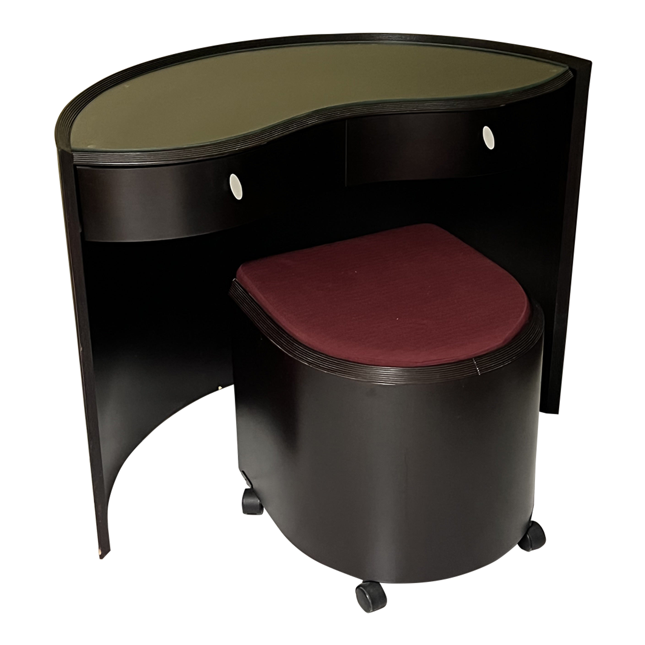 Vintage 1960s Mod Mahogany Vanity With Stool | Chairish