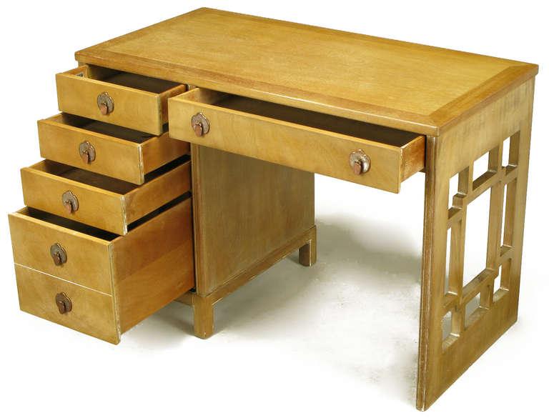 Landstrom Furniture Bleached and Limed Mahogany Six Drawer Desk