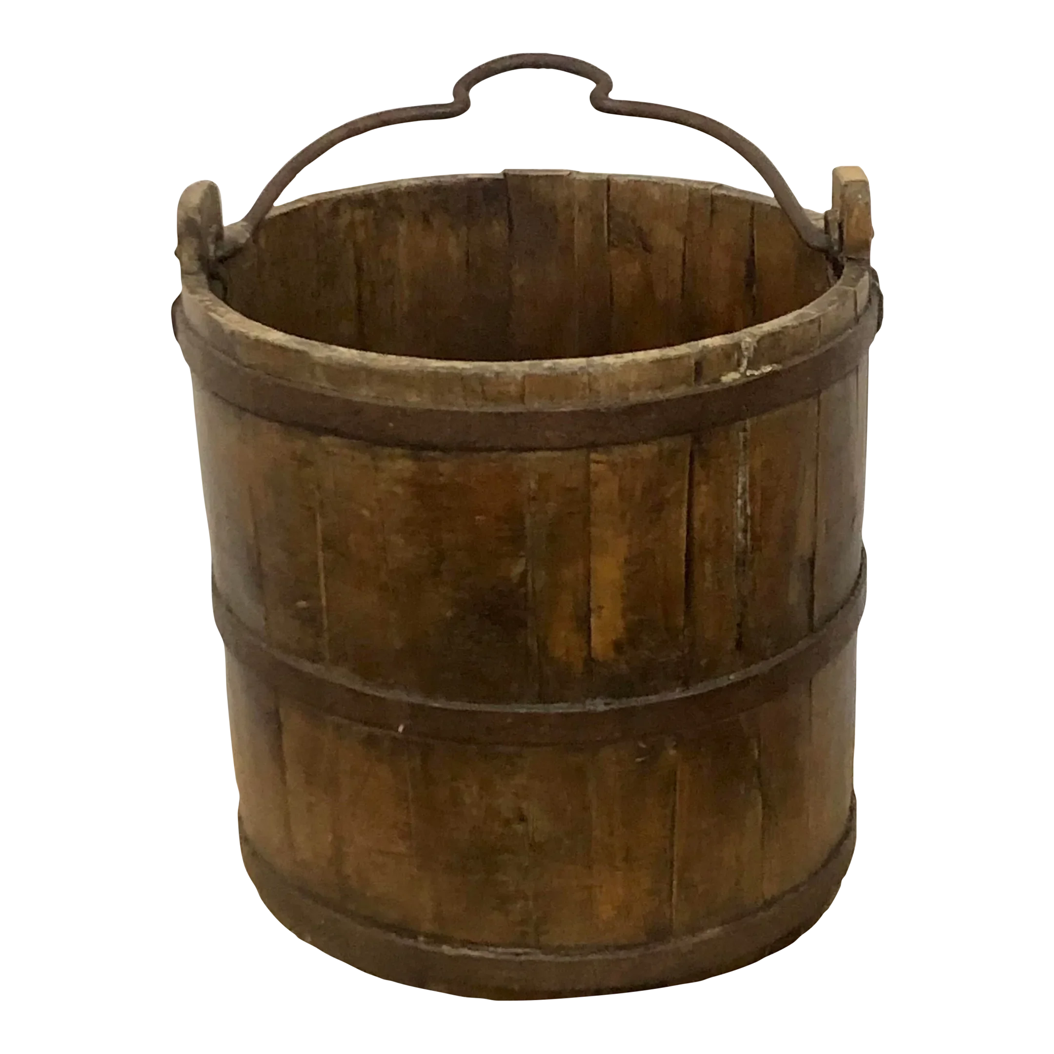 Antique European Wooden and Wrought Iron Bucket | Chairish