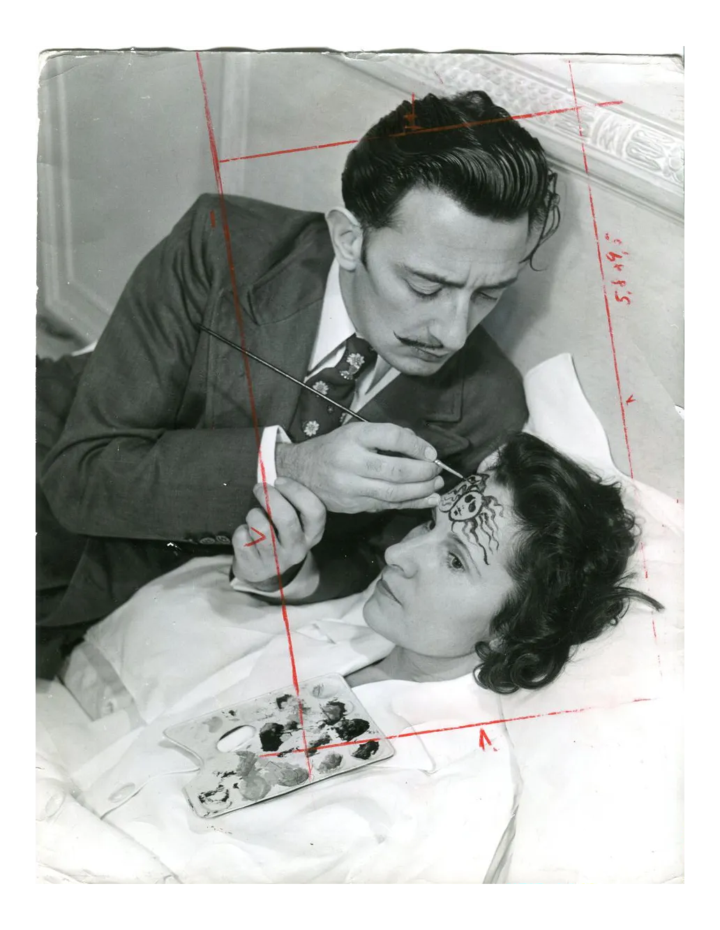 Dali is Painting Medusa's Head on Galas Forehead, 1955 | Chairish