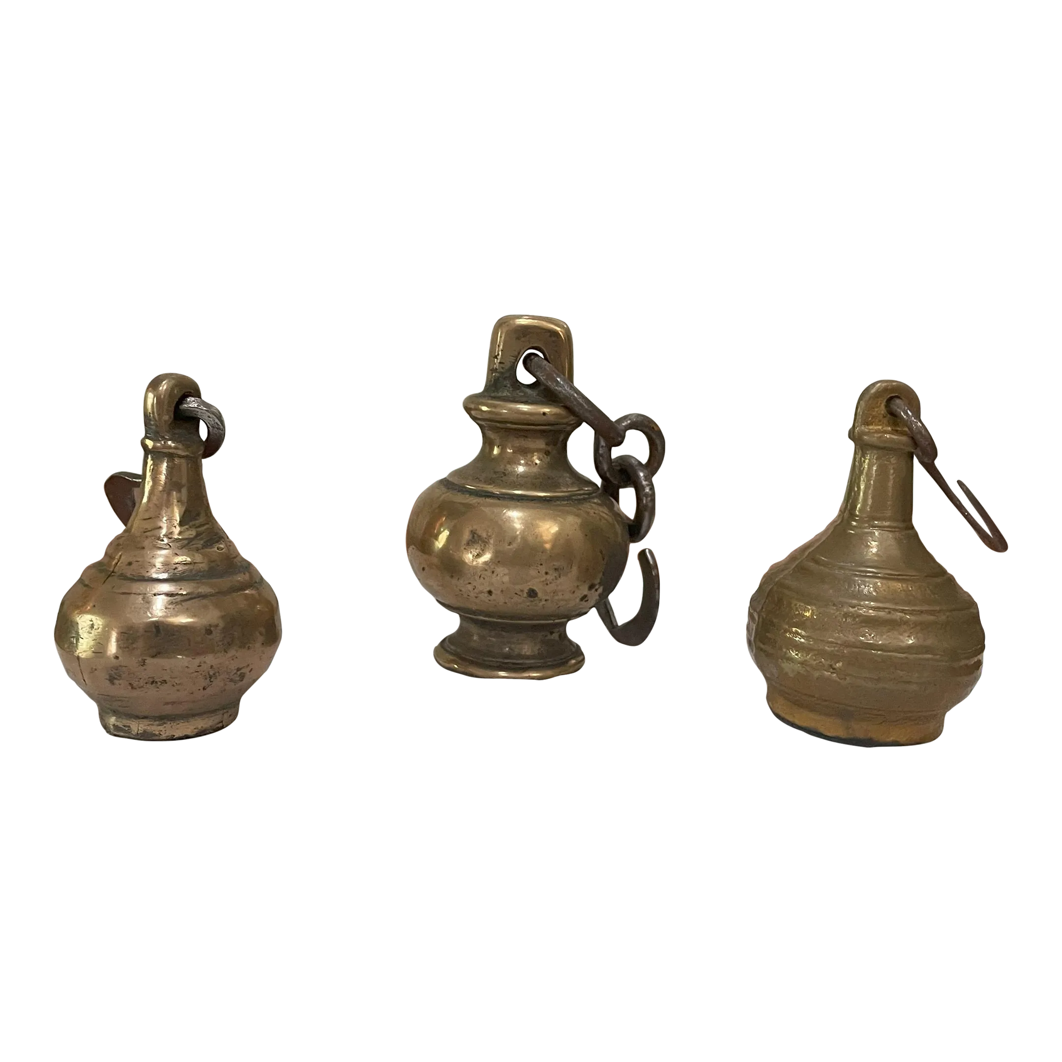Set of 3 Antique Greek Brass Weights | Chairish