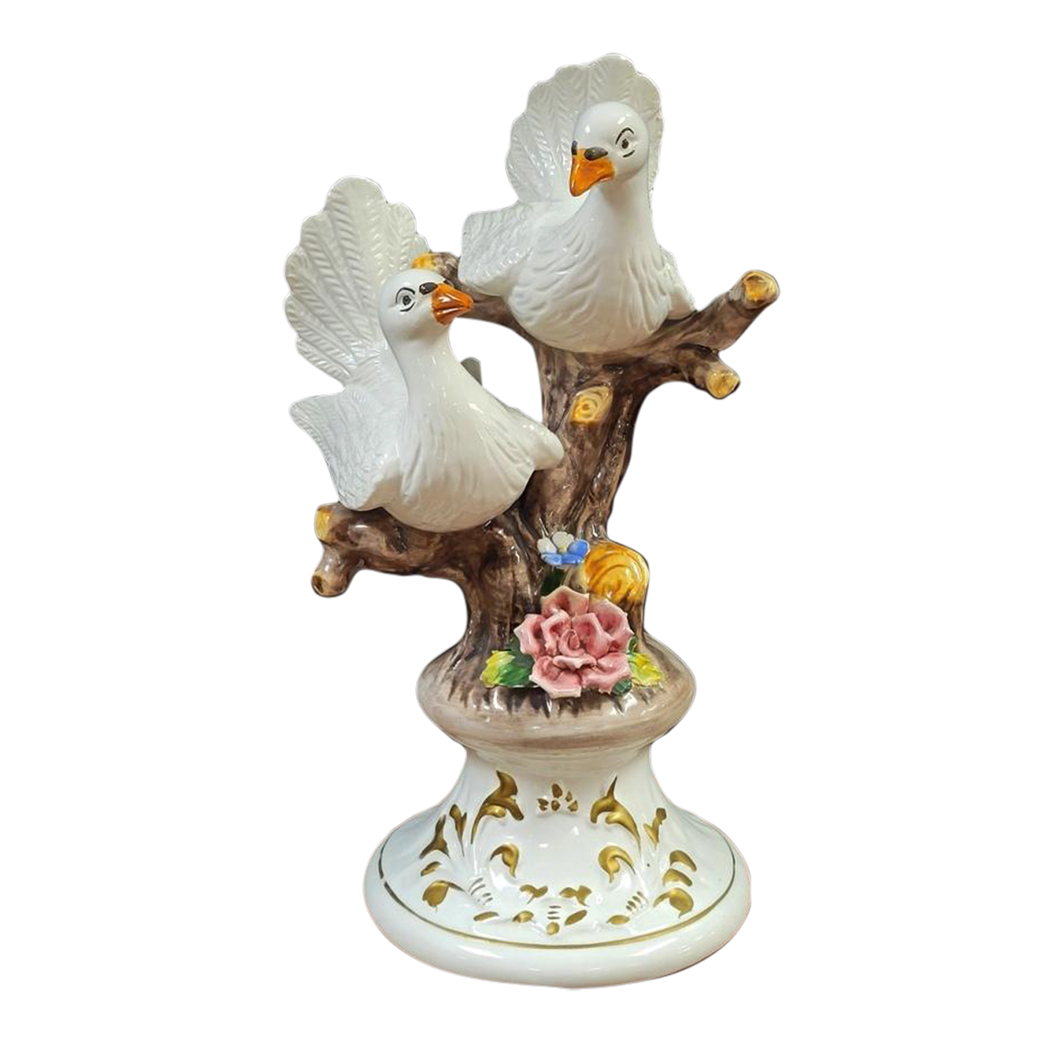 Tall Vintage Italian Capodimonte Doves Centerpiece Figurine Statue ...
