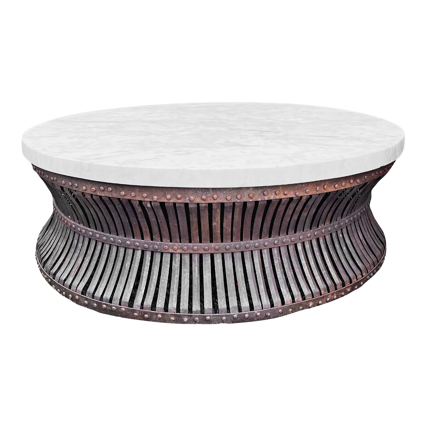 White Marble & Iron Hourglass Coffee Table | Chairish